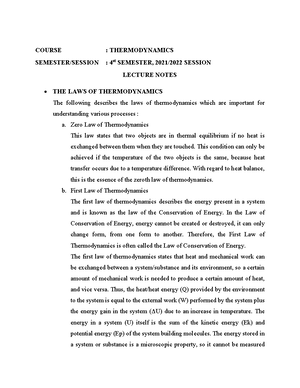 Thermodynamics (4) - Lecture Notes - COURSE : THERMODYNAMICS SEMESTER ...