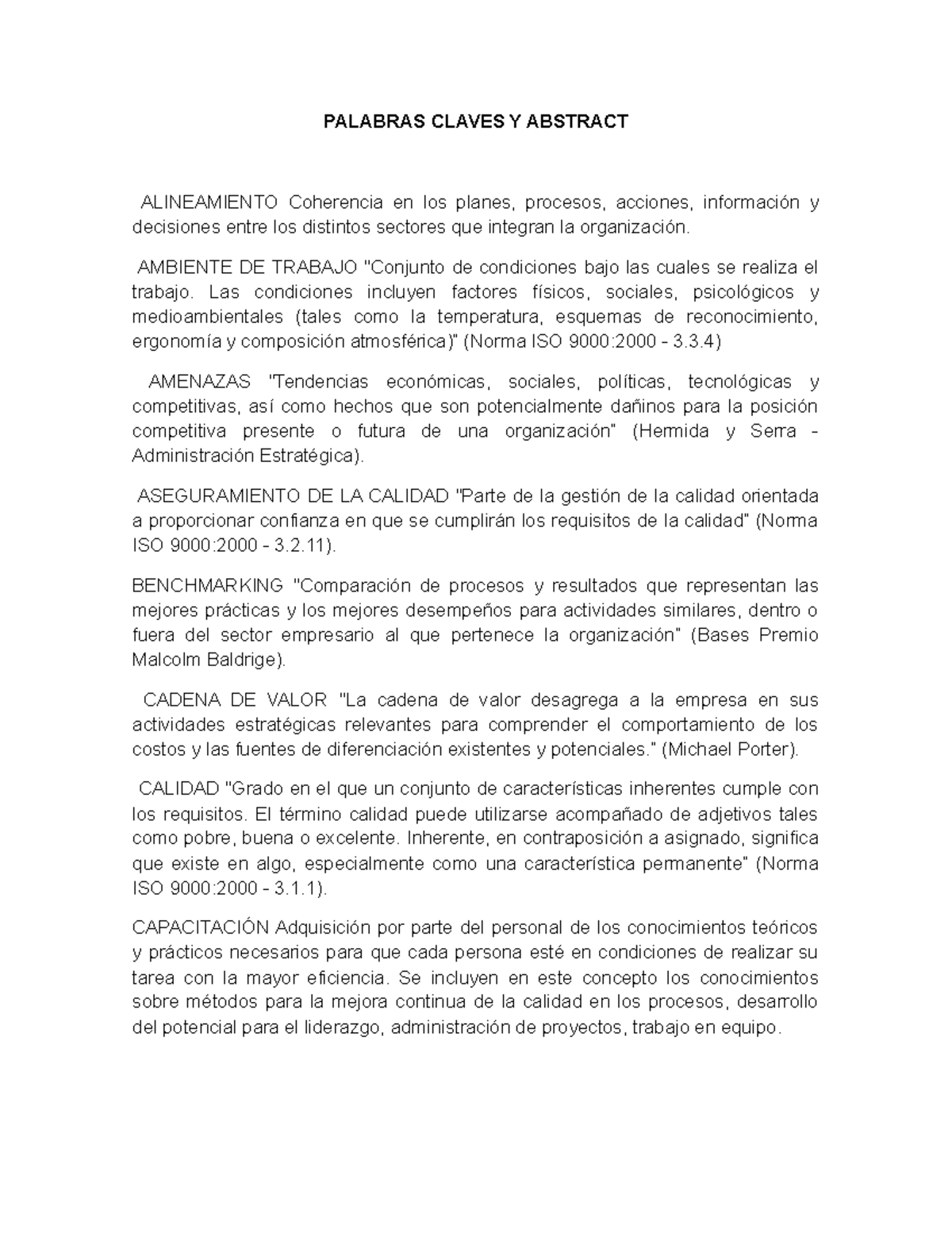 Palabras Claves Y Abstract Unidad 9 Y 10 - PALABRAS CLAVES Y ABSTRACT ALINEAMIENTO Coherencia en ...