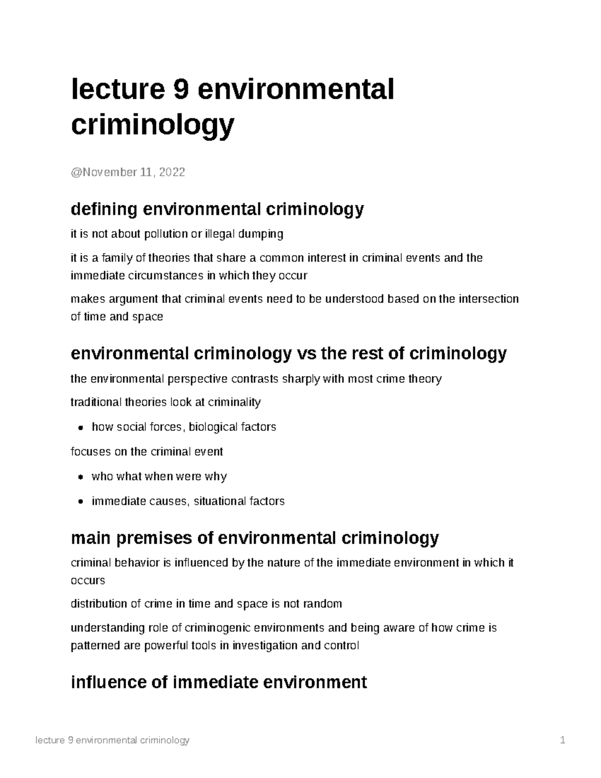 Lecture 9 environmental criminology - lecture 9 environmental ...