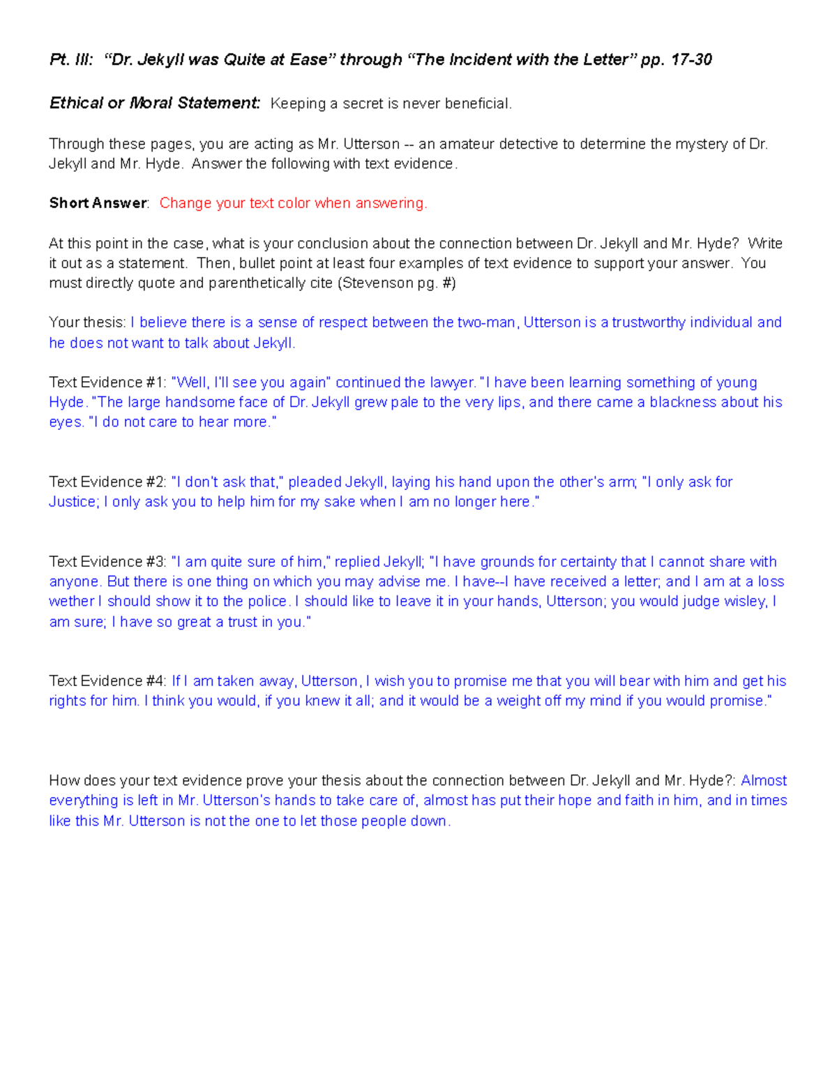 - Pt. 3-5 Dr. Jekyll and Mr. Hyde - Pt. III: “Dr. Jekyll was Quite at ...