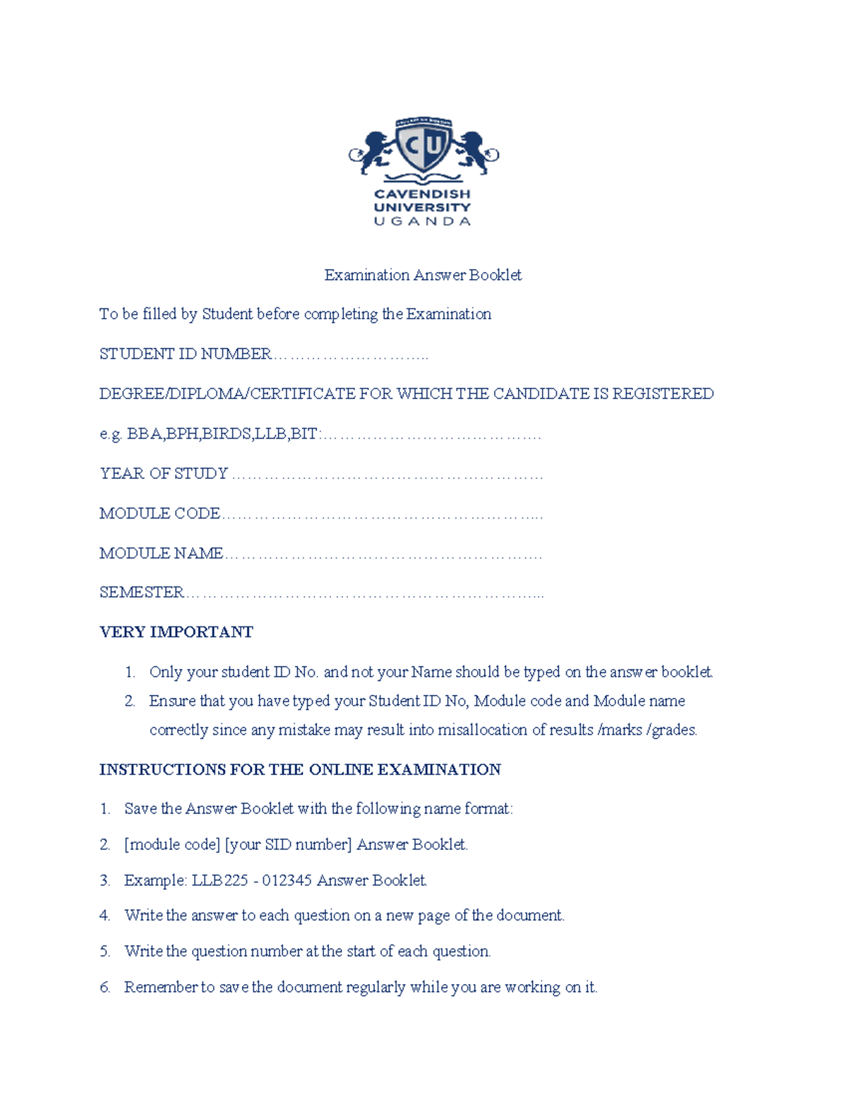 Revenue Booklet-1 - Examination Answer Booklet To be filled by Student ...