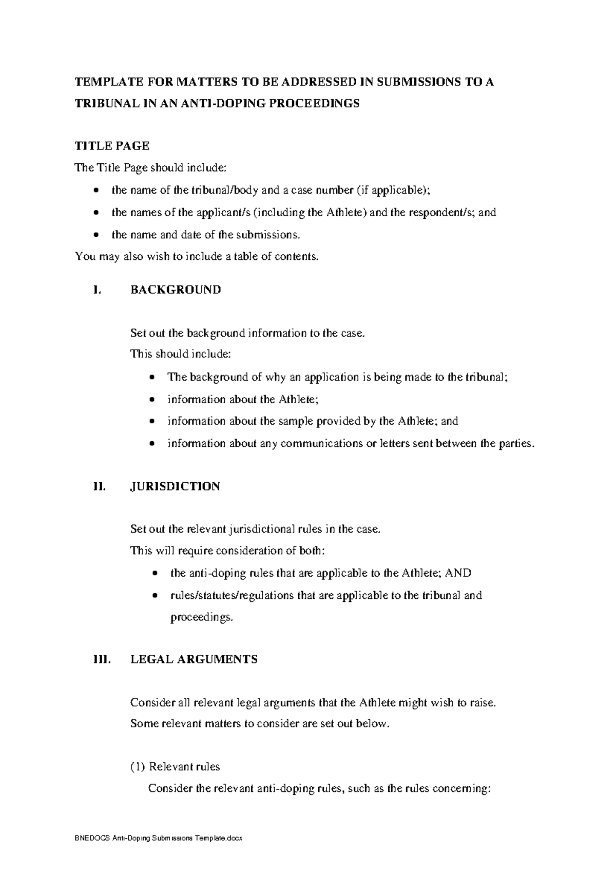 Anti-Doping Submissions Template - BNEDOCS Anti-Doping Submissions ...