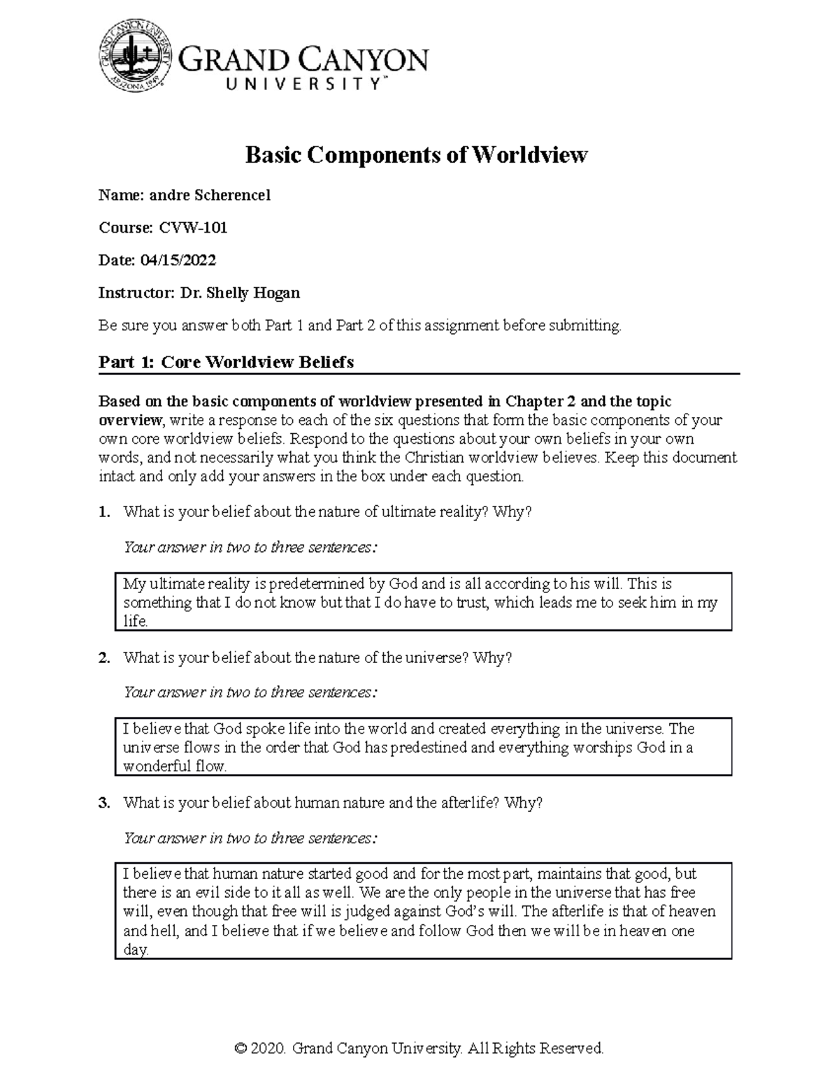 CWV 101 301 RS T1Basic Components Of Worldview - Basic Components of ...