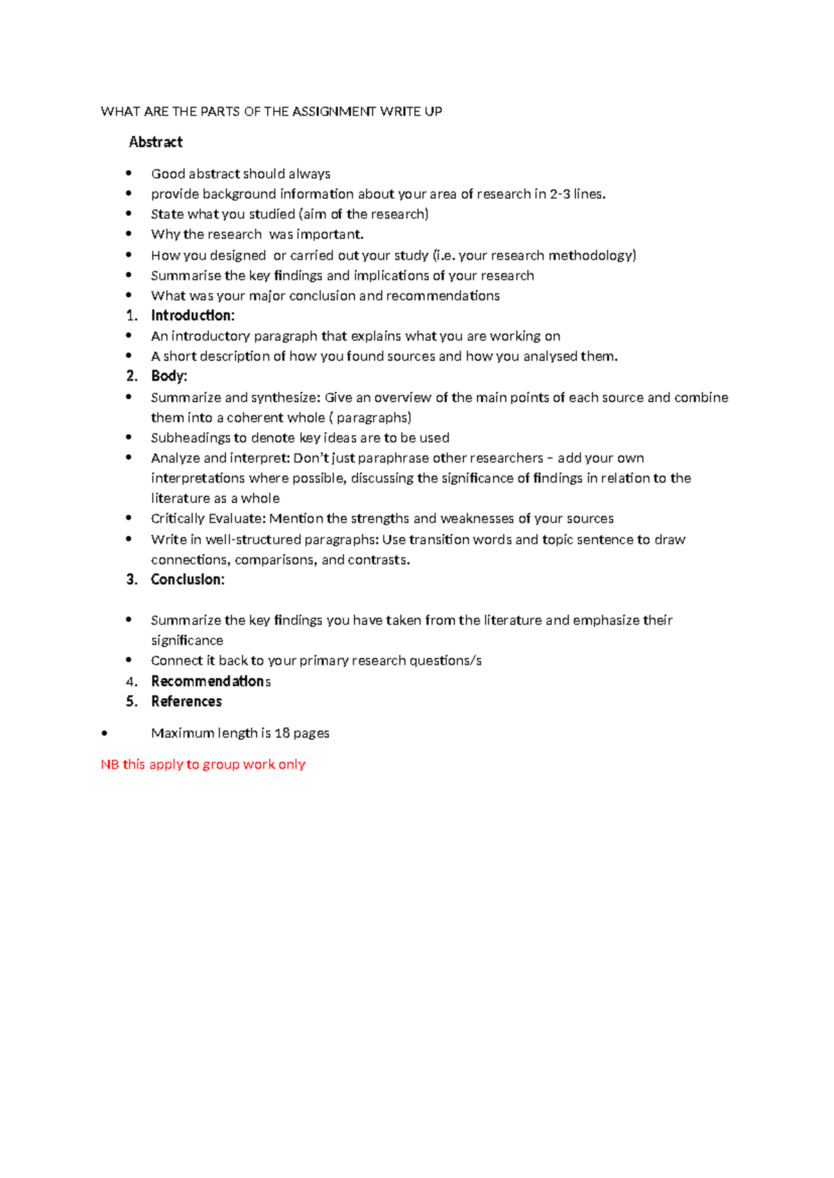 WHAT ARE THE Parts OF THE Assignment Write UP - WHAT ARE THE PARTS OF ...