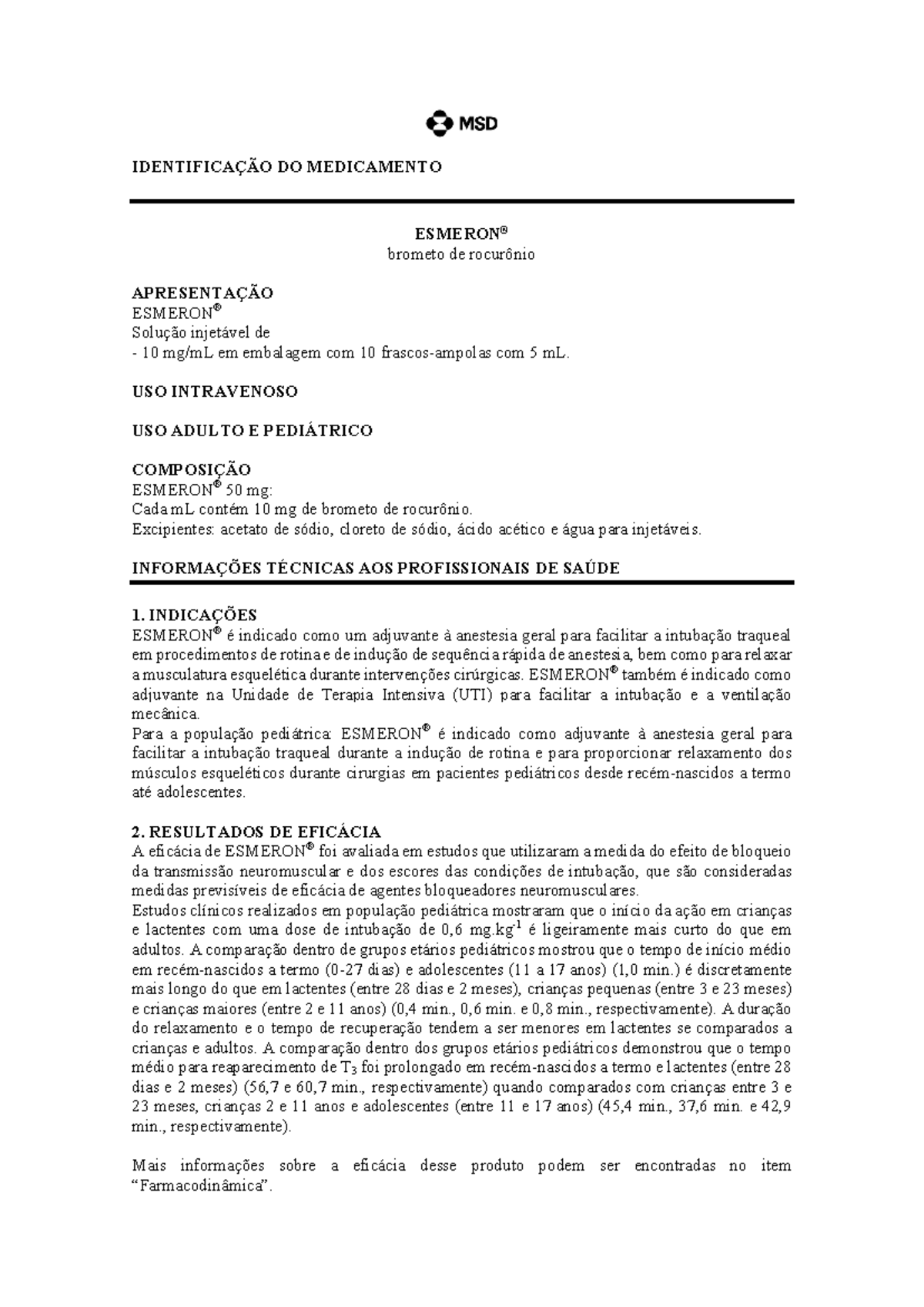 Esmeron pro - Texto para aula - IDENTIFICAÇÃO DO MEDICAMENTO ESMERON ...