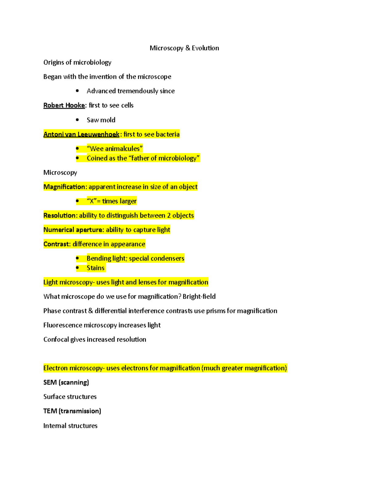 Microscopy - Lecture notes 2 - BIOL 307 - Microbiology - Tarleton - StuDocu