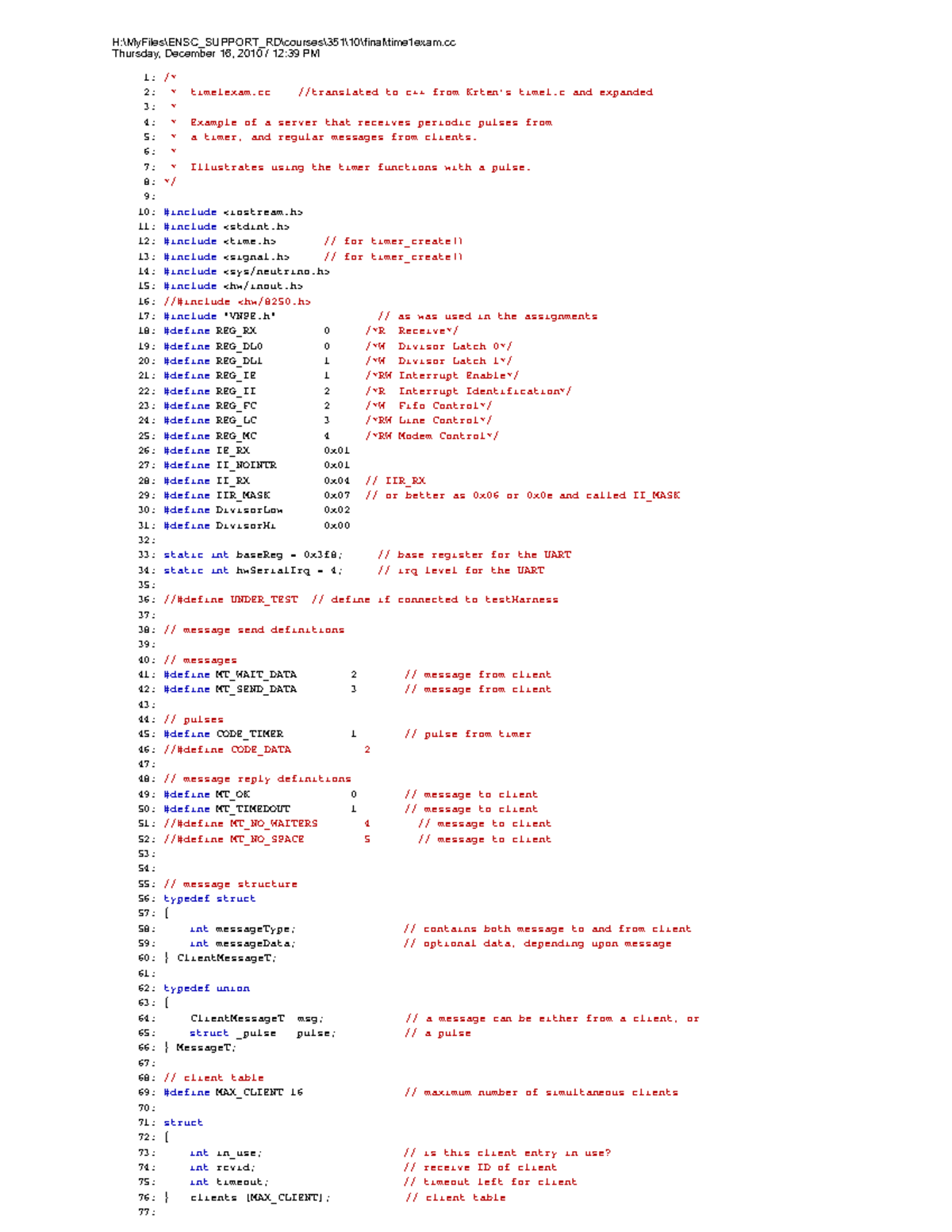 Practical - code for sample final - Thursday, December 16, 2010 / 12:39 ...