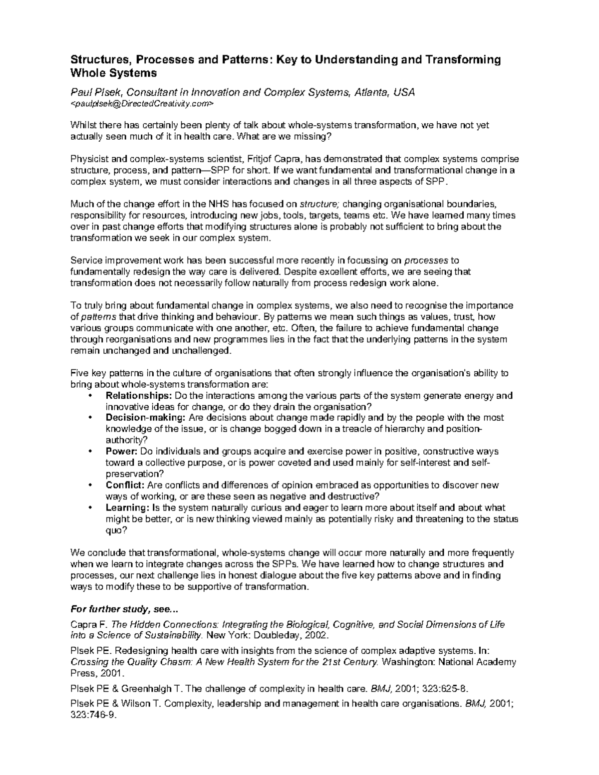 Patterns One Page - statistics fundamentals - Structures, Processes and ...