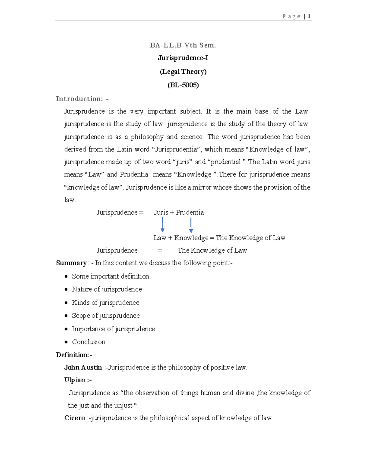 2020-08-10 130 - jurisprudence notes by university - BA-LL Vth Sem ...