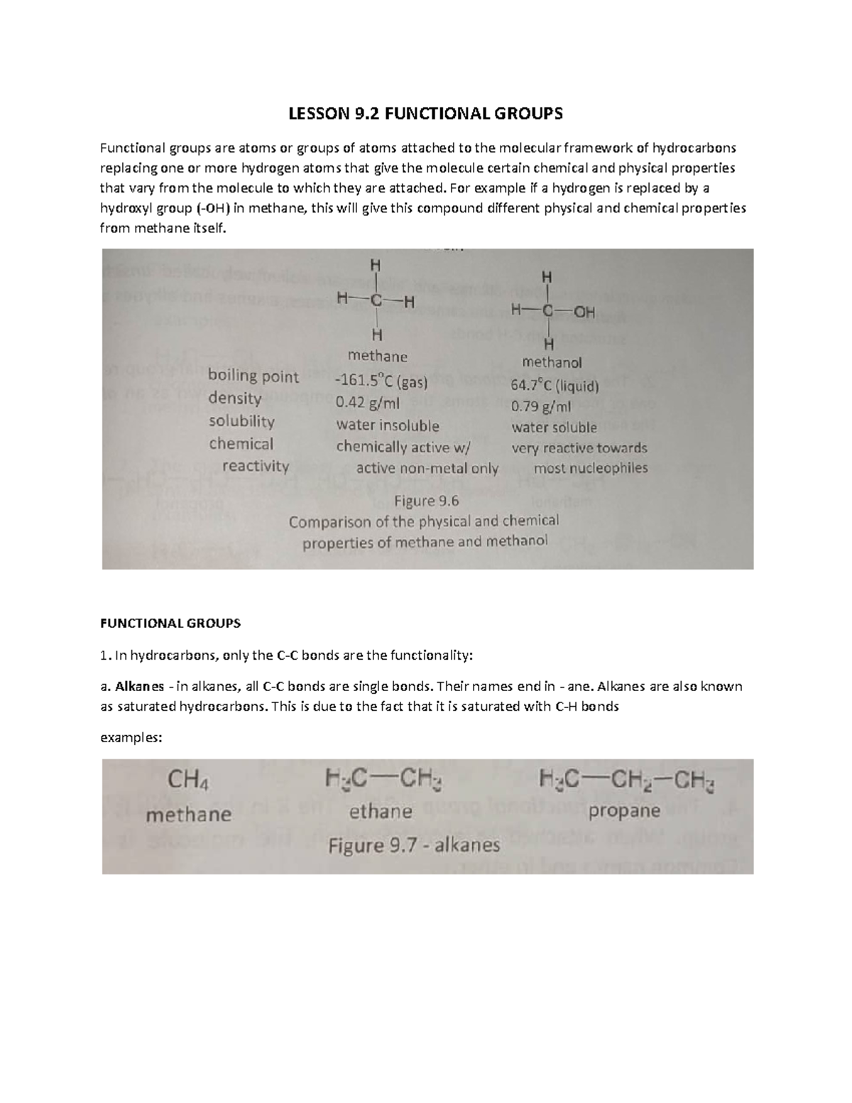 Chemistry- Lesson-9 - LESSON 9 FUNCTIONAL GROUPS Functional groups are ...