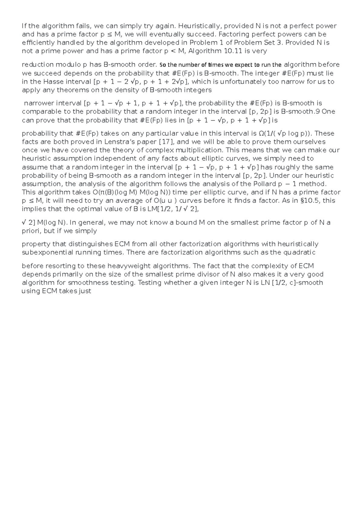 Lecture 14 - If the algorithm fails, we can simply try again. Heuristically, provided N is not a ...