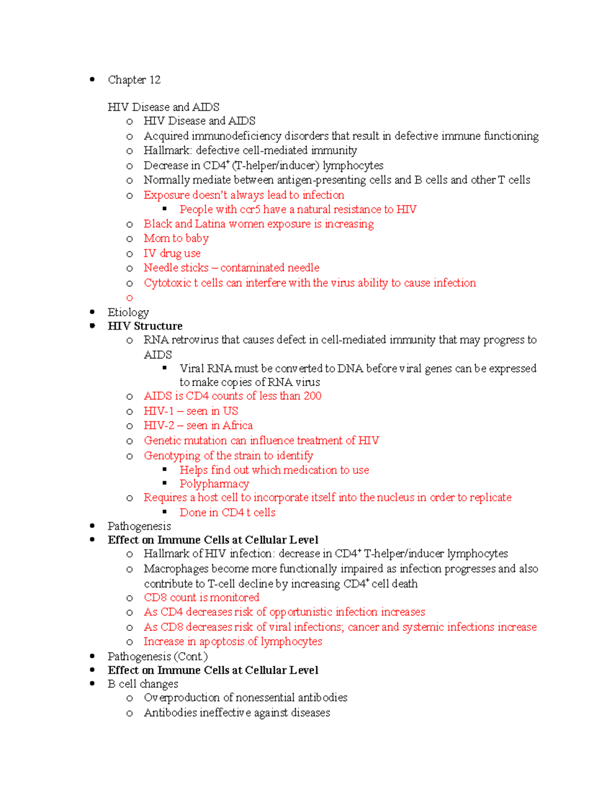 HIV exam 2 - HIV/AIDS - Chapter 12 HIV Disease and AIDS o HIV Disease ...