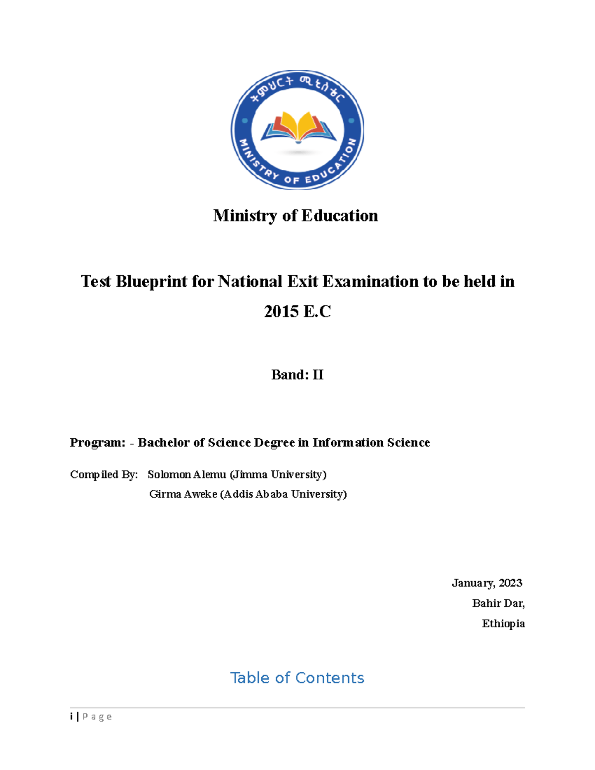 Information Science - Info - Ministry of Education Test Blueprint for ...