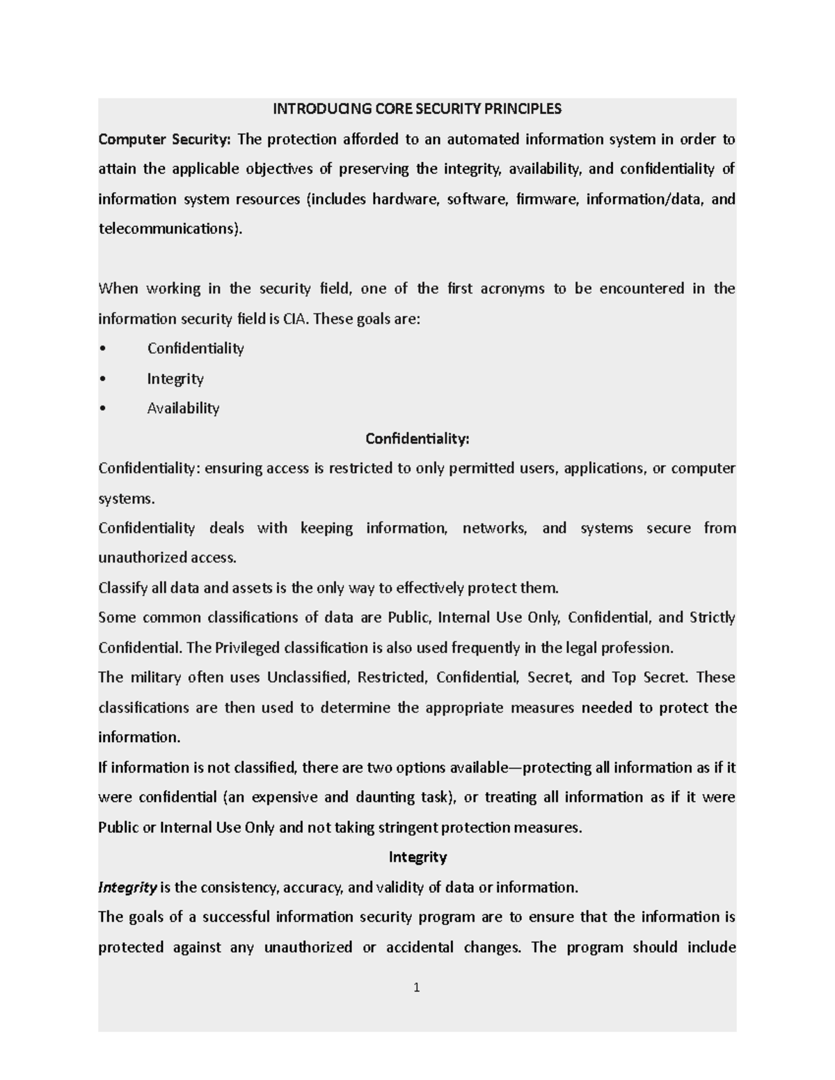 WEEK 2 - this are notes for computer security - INTRODUCING CORE ...