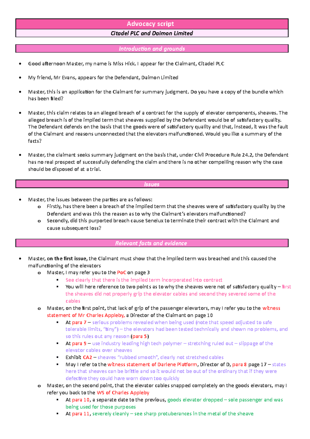 IPP ADV - Script for mock assessment - Advocacy script Citadel PLC and ...