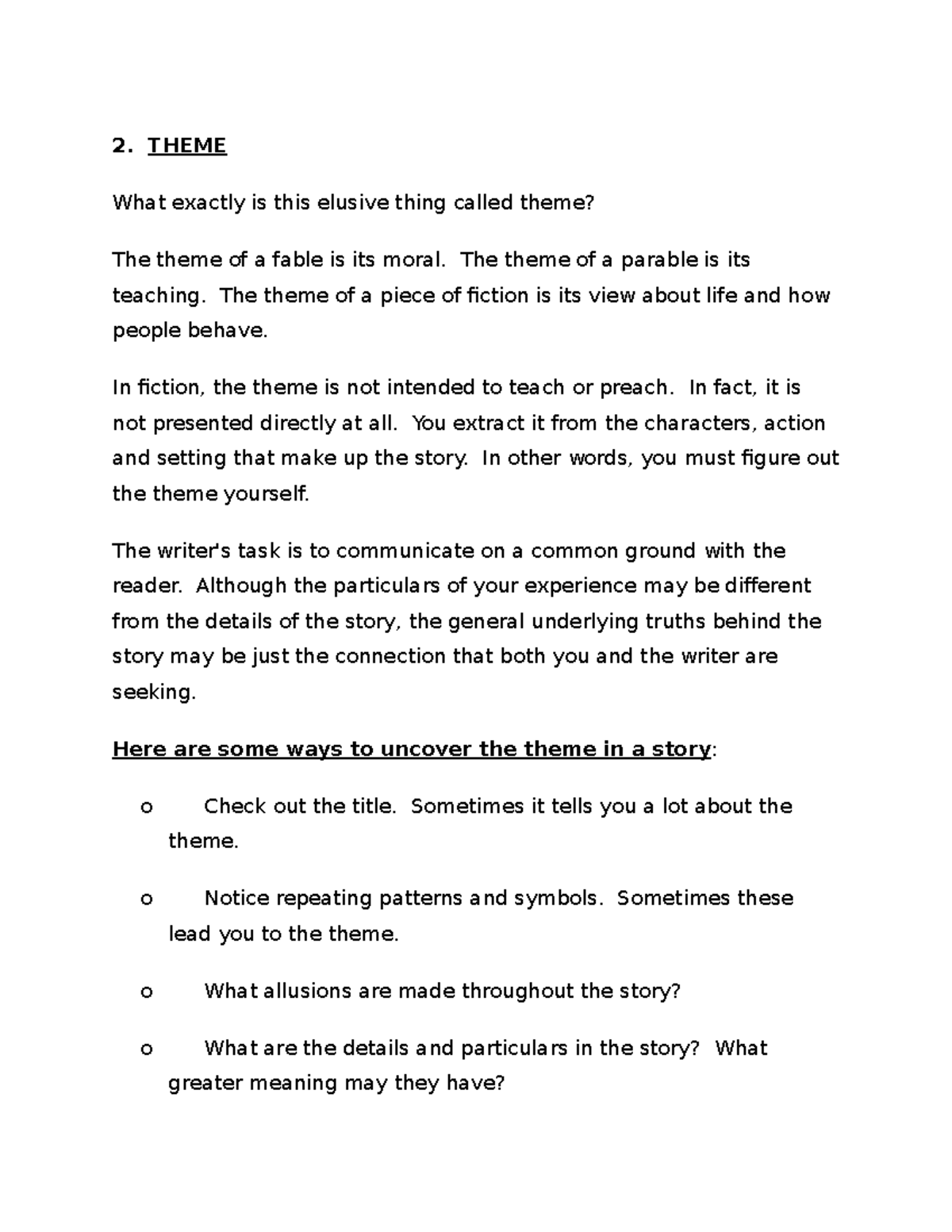Elements Of Fiction Theme 2 THEME What Exactly Is This Elusive elements-of-fiction-theme-2-theme-what-exactly-is-this-elusive
