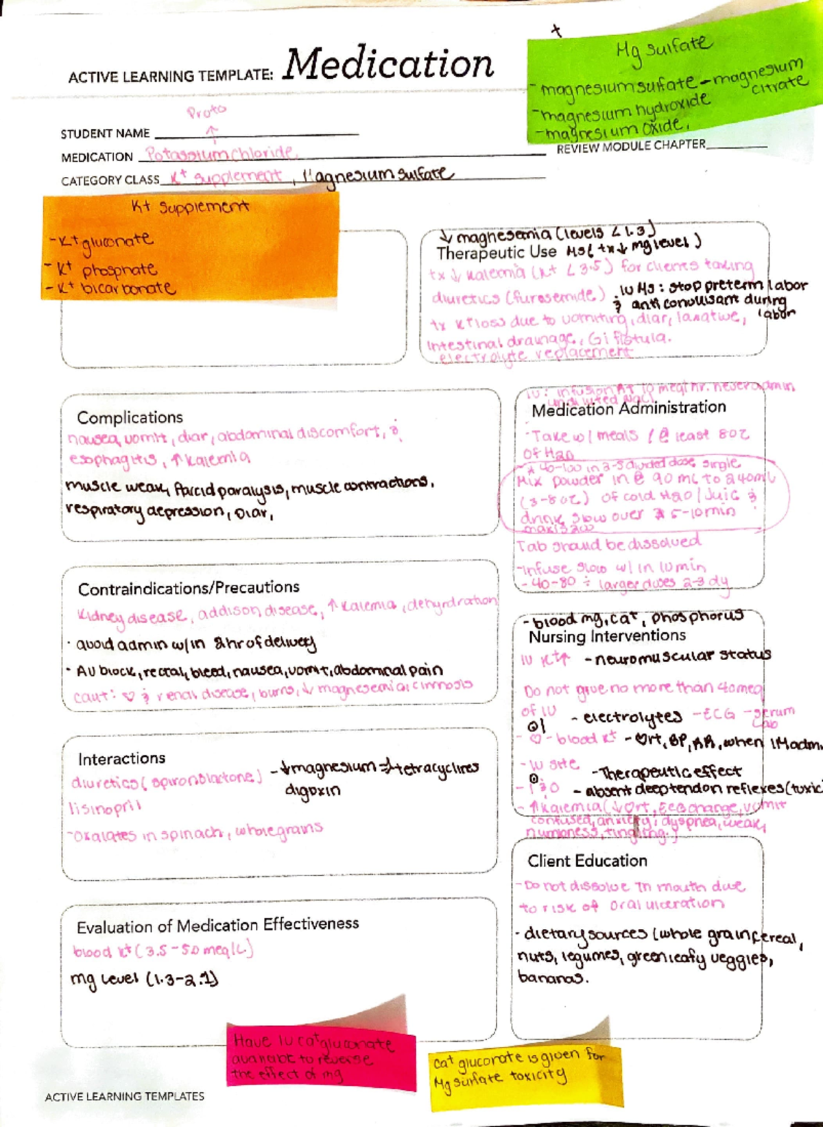 Vitamins +ATI - Med card - ACTIVE LEARNING TEMPLATE: Medication IQ10'