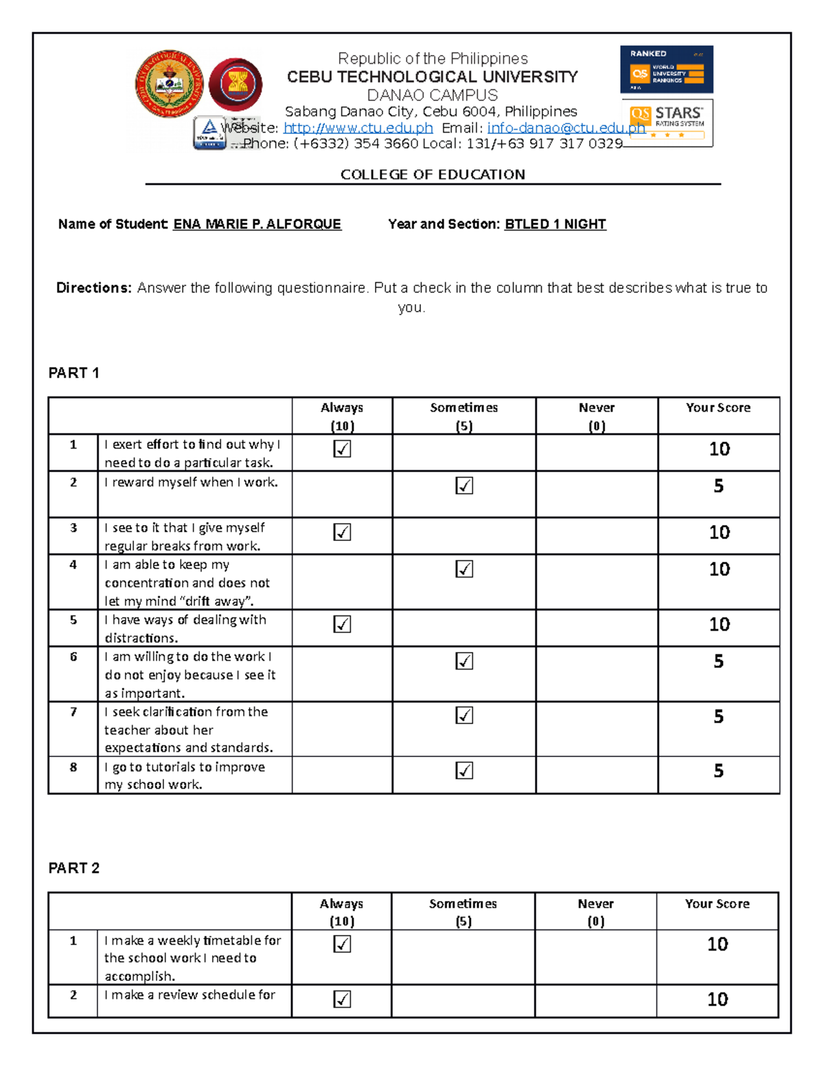Activity ED 123 - none - Republic of the Philippines CEBU TECHNOLOGICAL ...