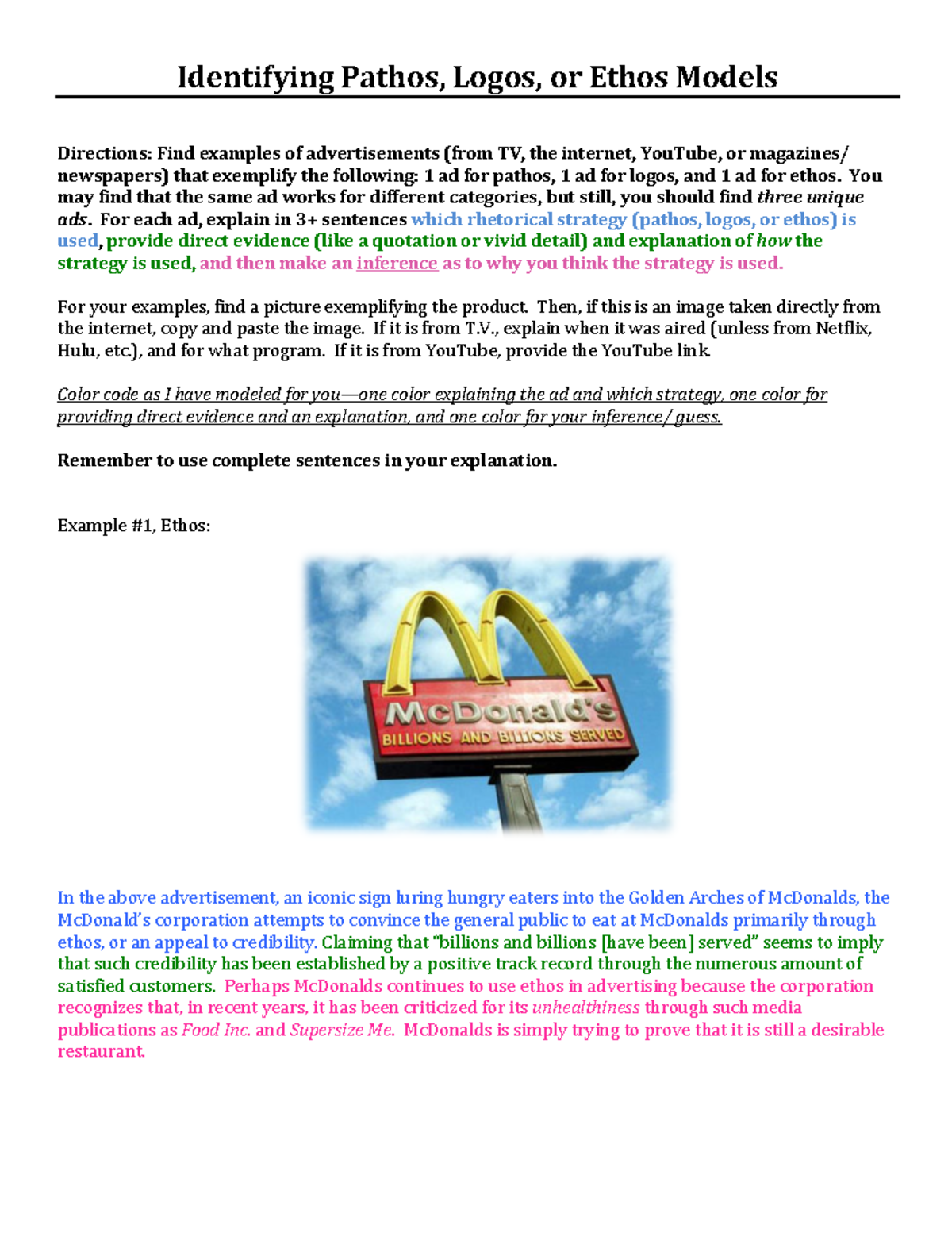 Identifying pathos logos and ethos models - Identifying Pathos, Logos ...