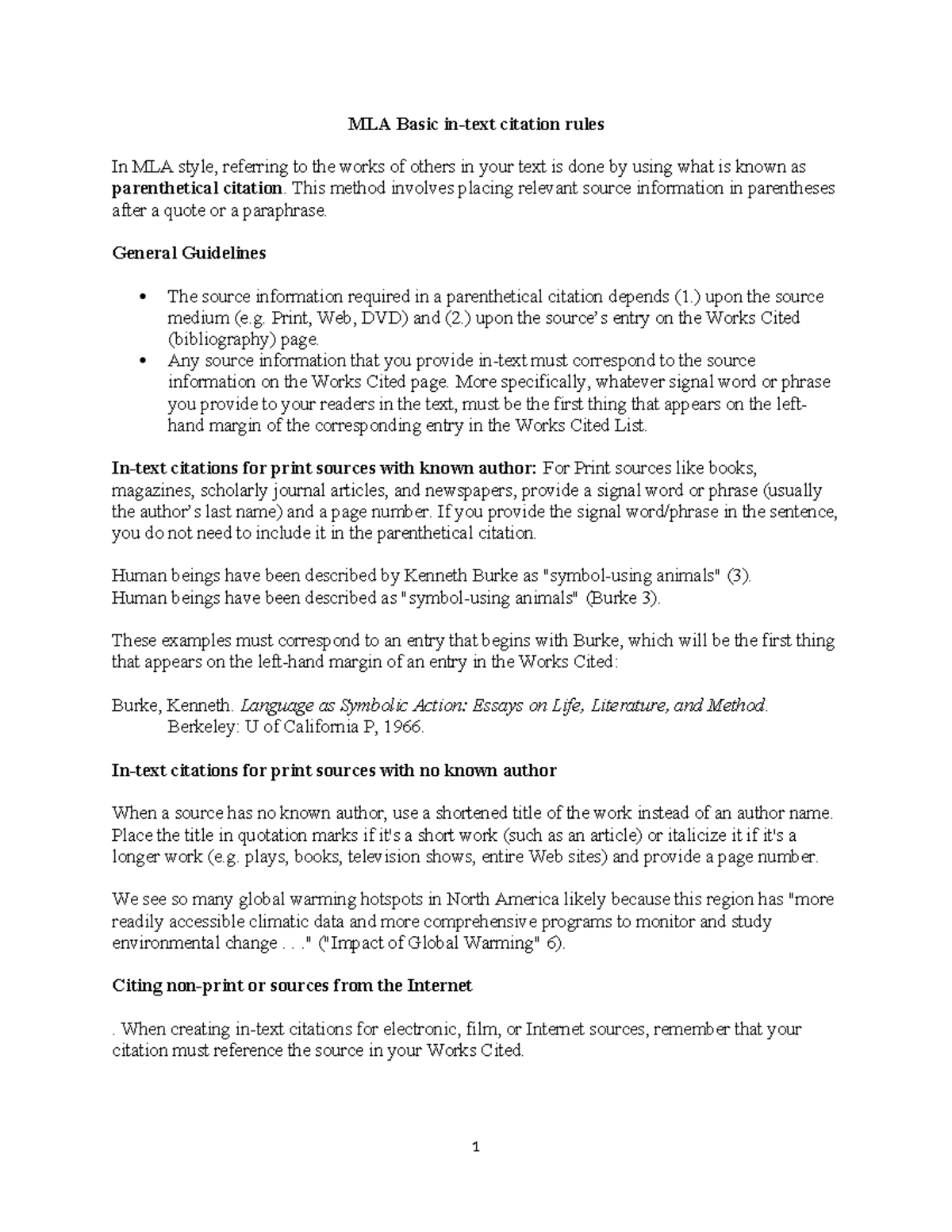 01 MLA Basic In Text Citation Rules - Copy - MLA Basic in-text citation ...