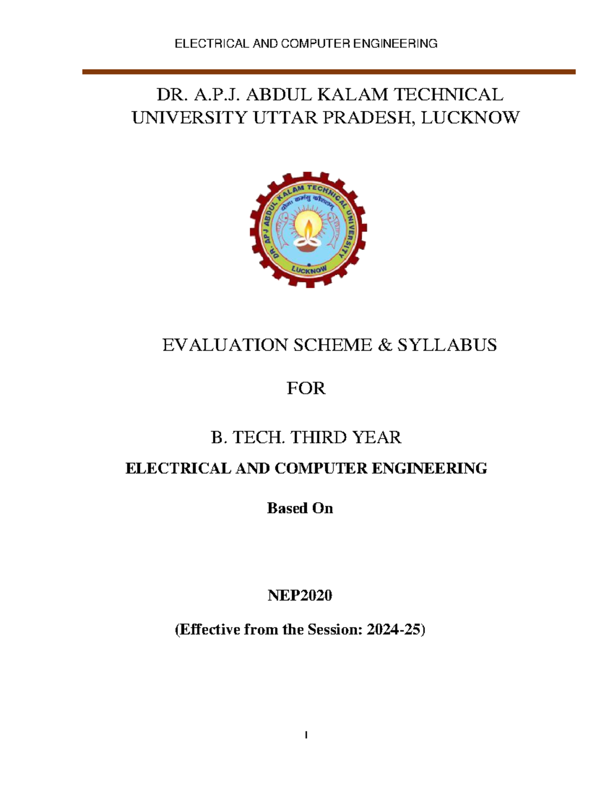 B.Tech. Electrical and Computer Engineering Syllabus 3rd year 2024-25 ...