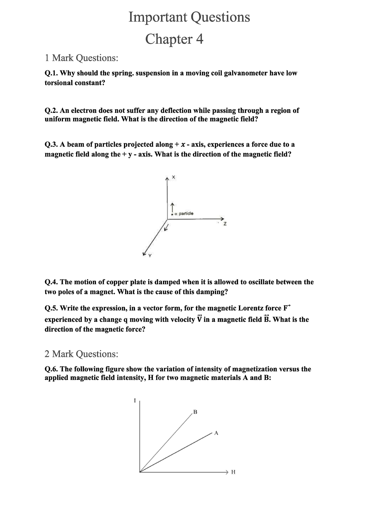 XII CBSE Chapter 4 PYQ - Questions - Important Questions Chapter 4 1 ...