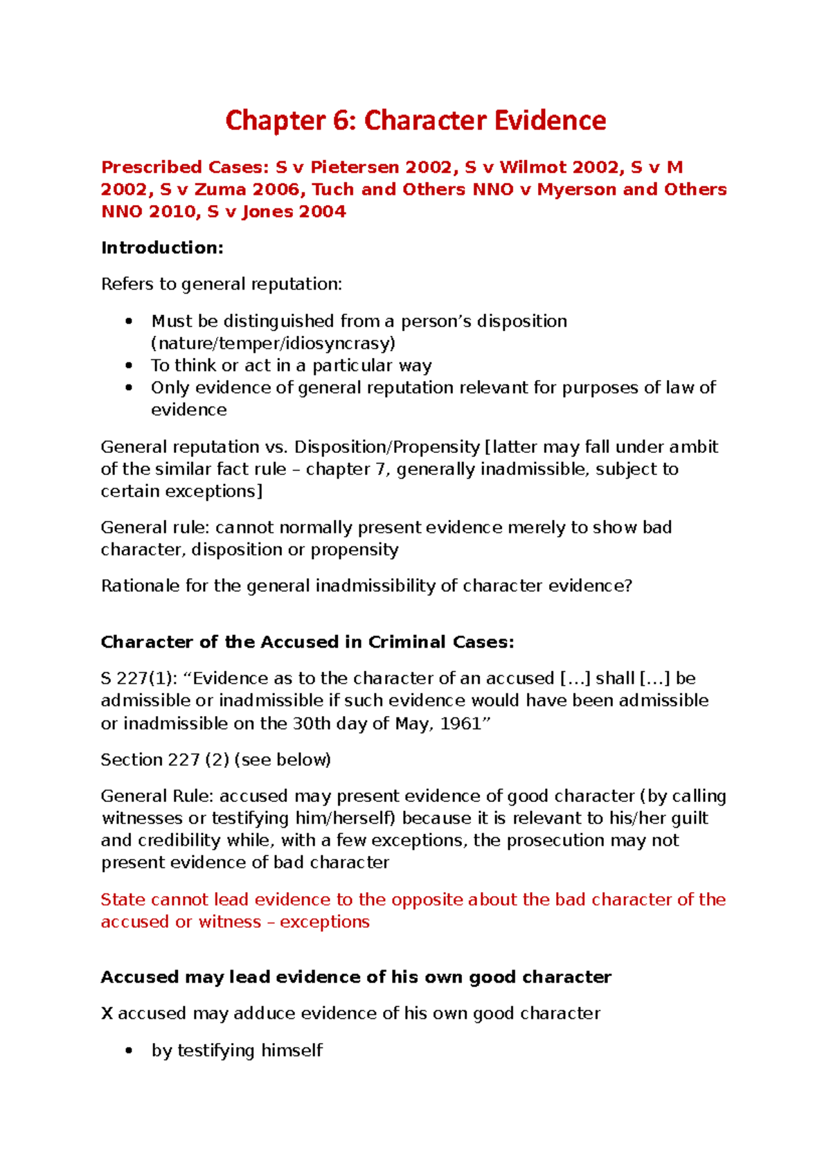 6 Character Evidence - Magic Lecture notes 6 - EVI 401 - UWC - Studocu