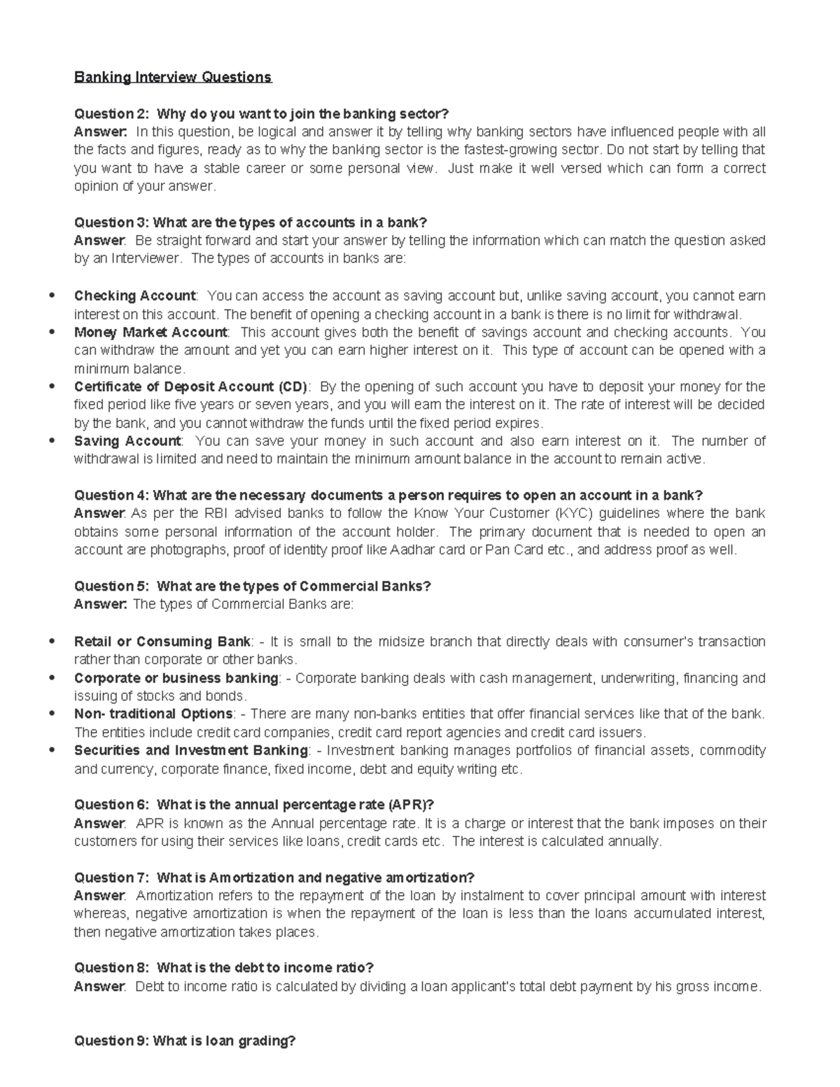 Banking Interview Questions - Banking Interview Questions Question 2 ...