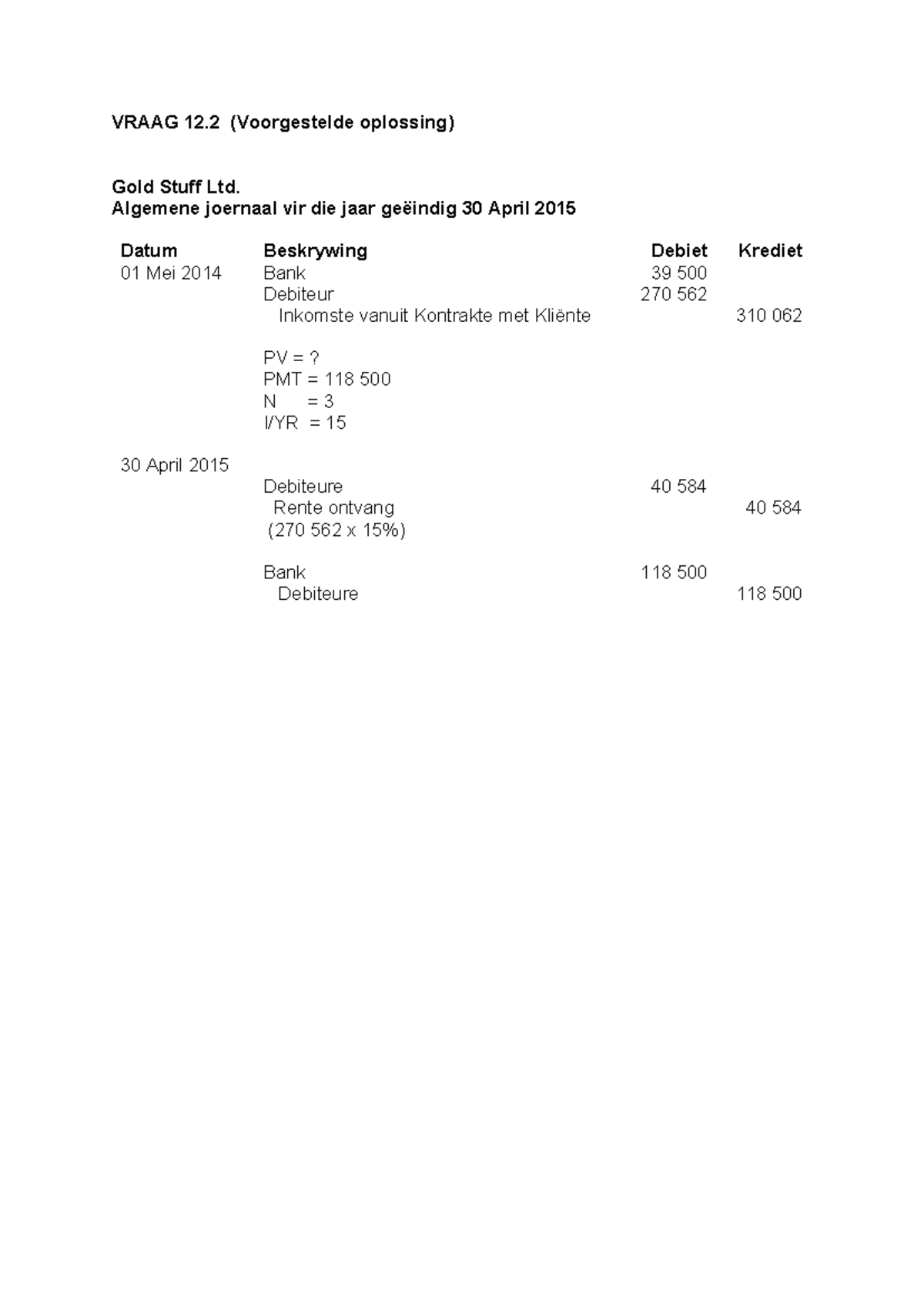 Vraag 12 2 Oplossing - 288 - VRAAG 12 (Voorgestelde oplossing) Gold ...