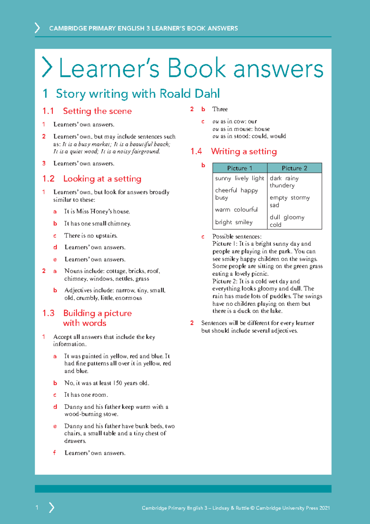 English 3 Learner Book Answers - Learner’s Book answers 1 Story writing ...