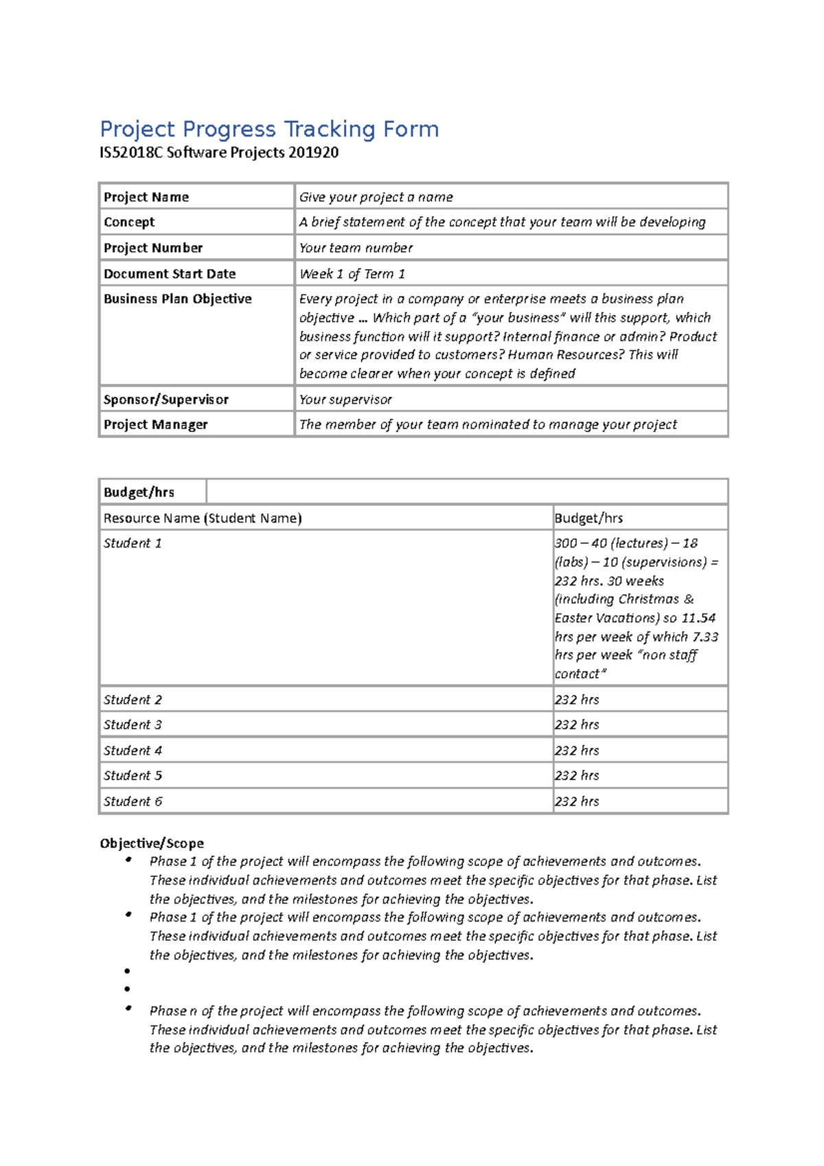 2019 Project Progress Tracking Form Explained Project Progress 2019-project-progress-tracking-form-explained-project-progress