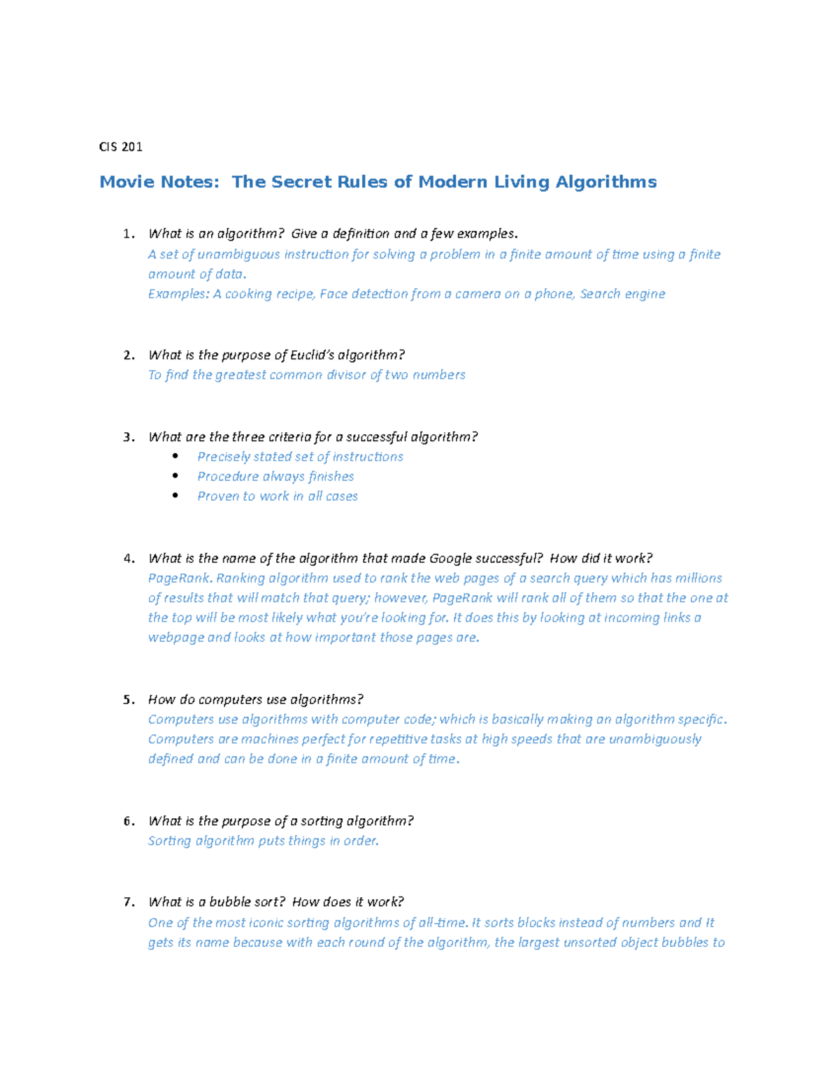 Movie Notes Algorithms - CIS 201 Movie Notes: The Secret Rules of ...