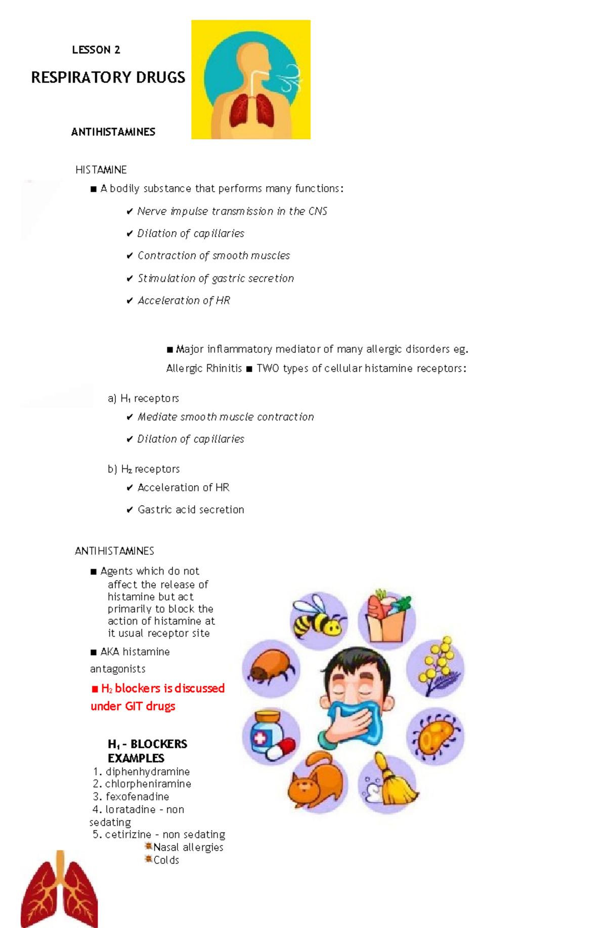 Module 3Lesson 2 Respiratory - LESSON 2 RESPIRATORY DRUGS ...