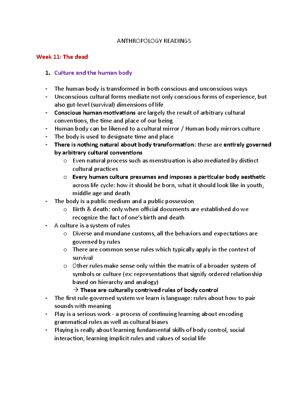Anthropology Readings - ANTHROPOLOGY READINGS Week 11: The dead 1 ...