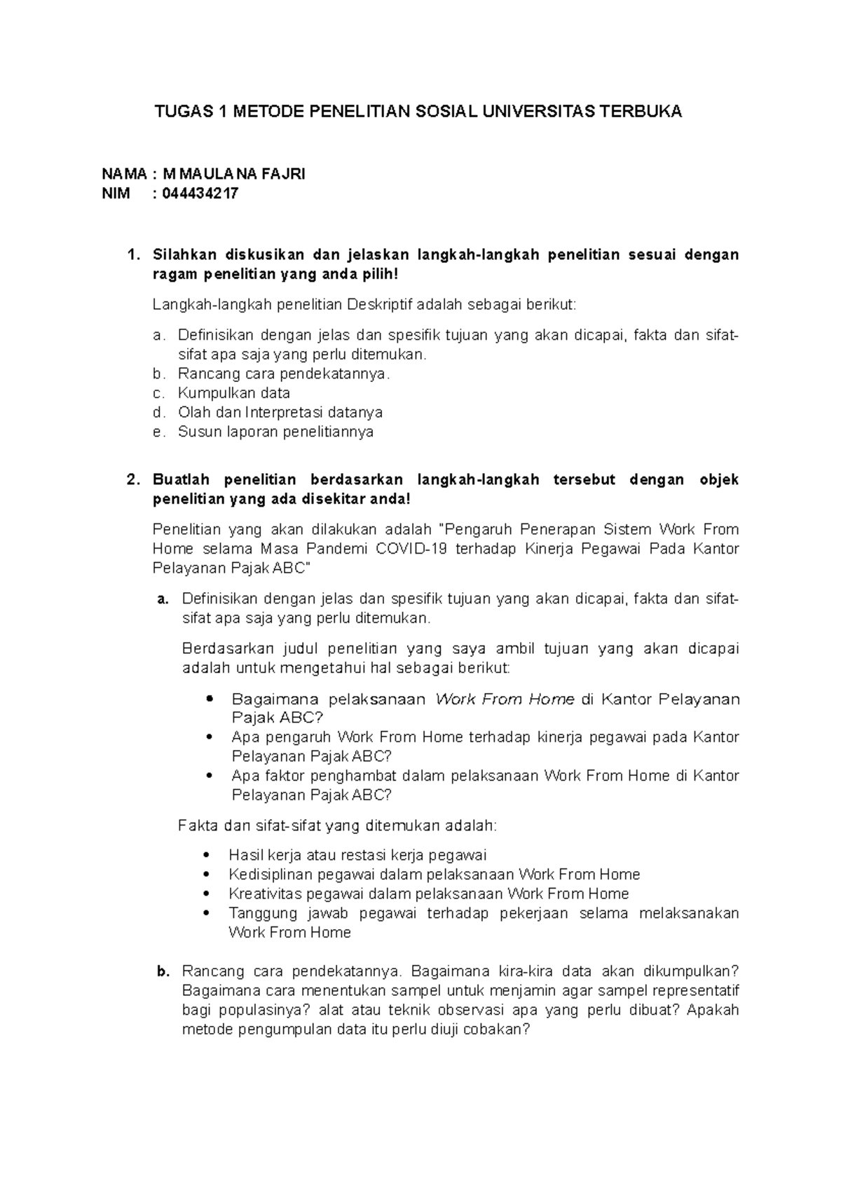 Tugas 1 Metode Penelitian Sosial M Maulana Fajri - TUGAS 1 METODE PENELITIAN SOSIAL UNIVERSITAS ...