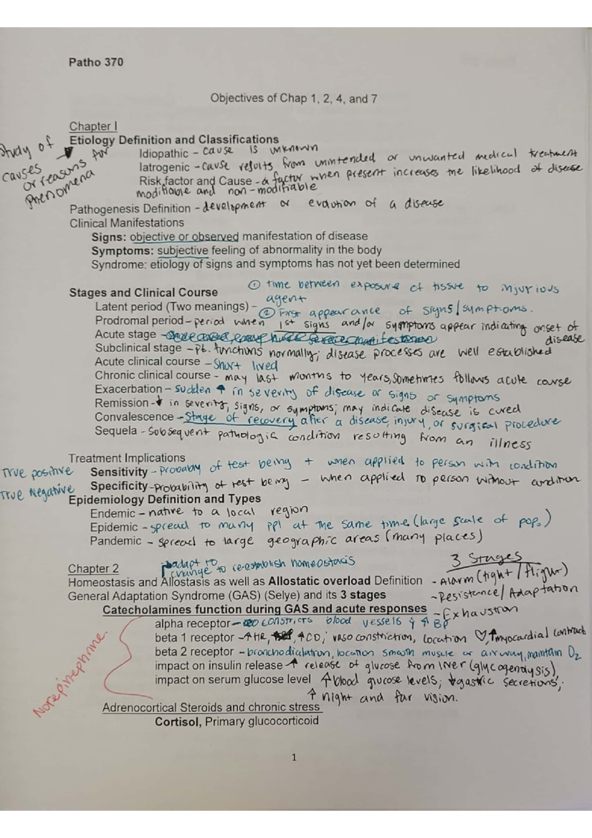 Objectives chapt 1,2,4,7 - PATH 370 - Studocu