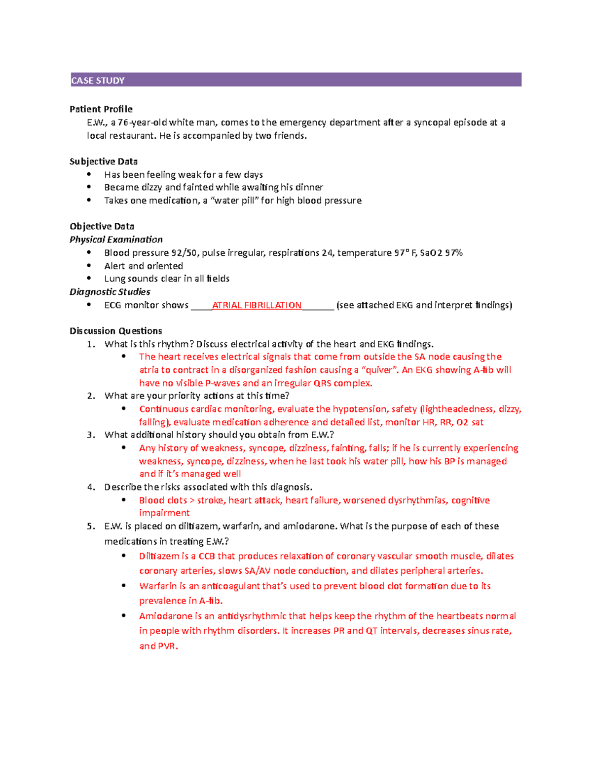 CASE Study 1 - CASE STUDY Patient Profile E., a 76-year-old white man ...