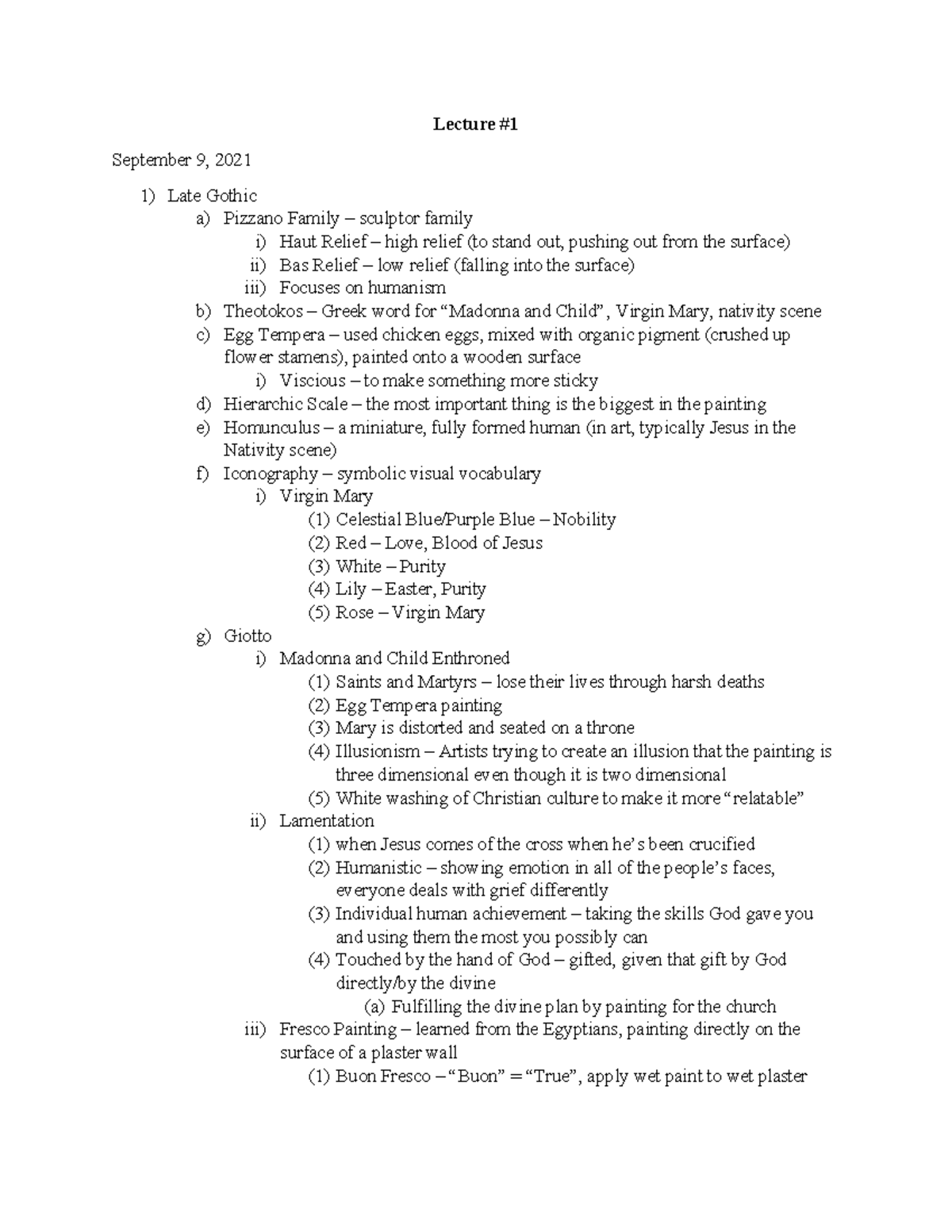 Art Lecture Sept 9 - Lecture # September 9, 2021 Late Gothic a) Pizzano ...