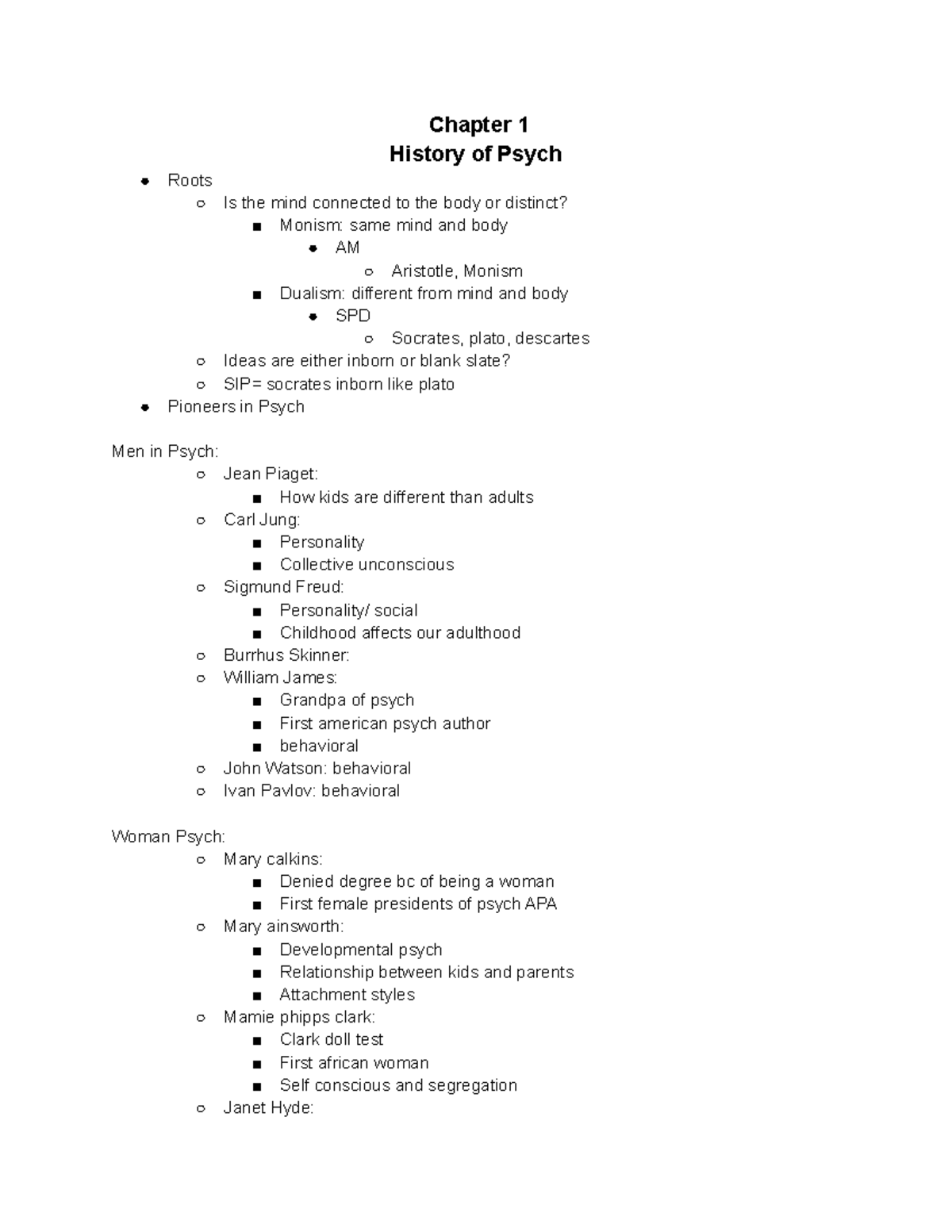 Psych 101 - prof janna young - Chapter 1 History of Psych Roots Is the ...