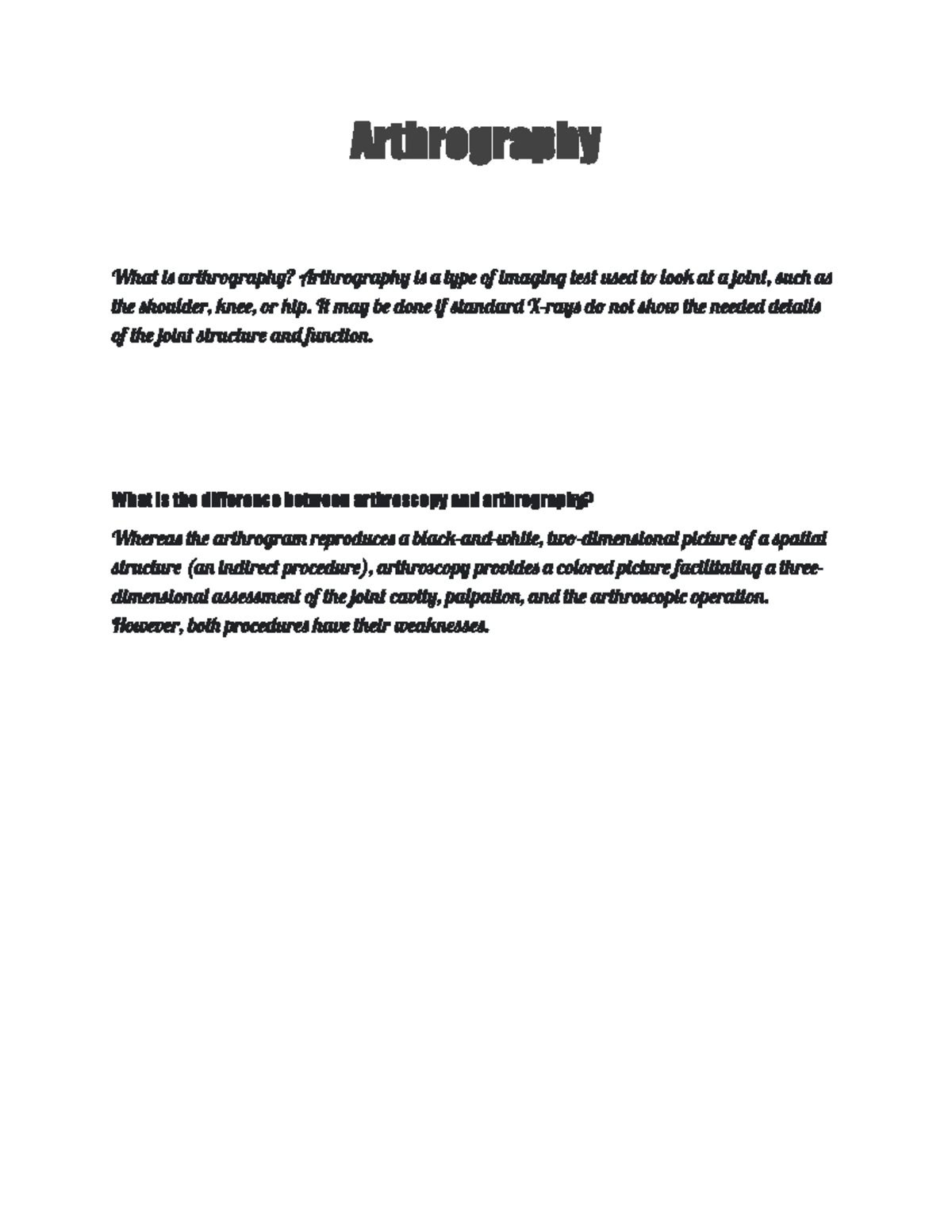 Arthrography - lecture must review this guys - Arthrography What is ...