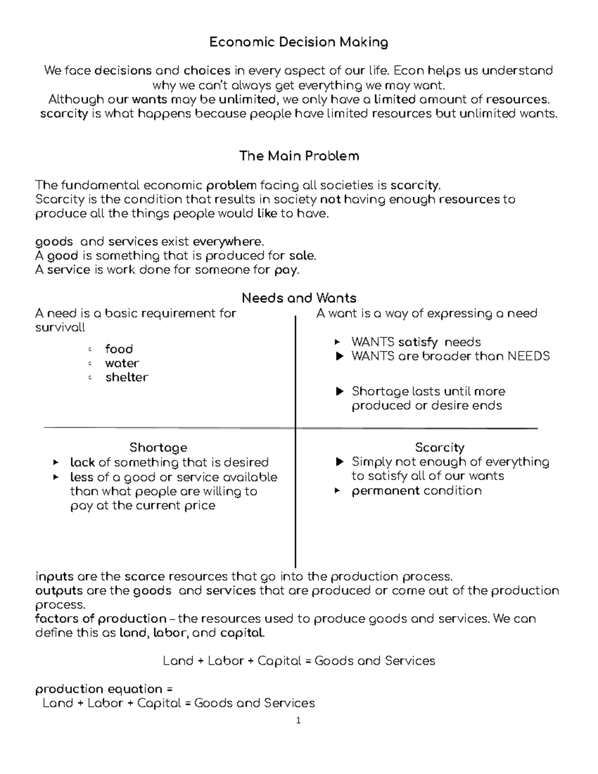Guided notes economic decision making notes - Economic Decision Making ...