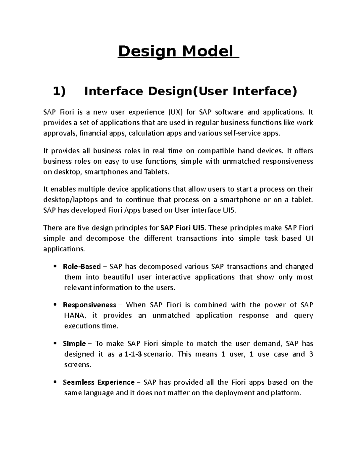 Design Model for Software - Design Model 1) Interface Design(User ...