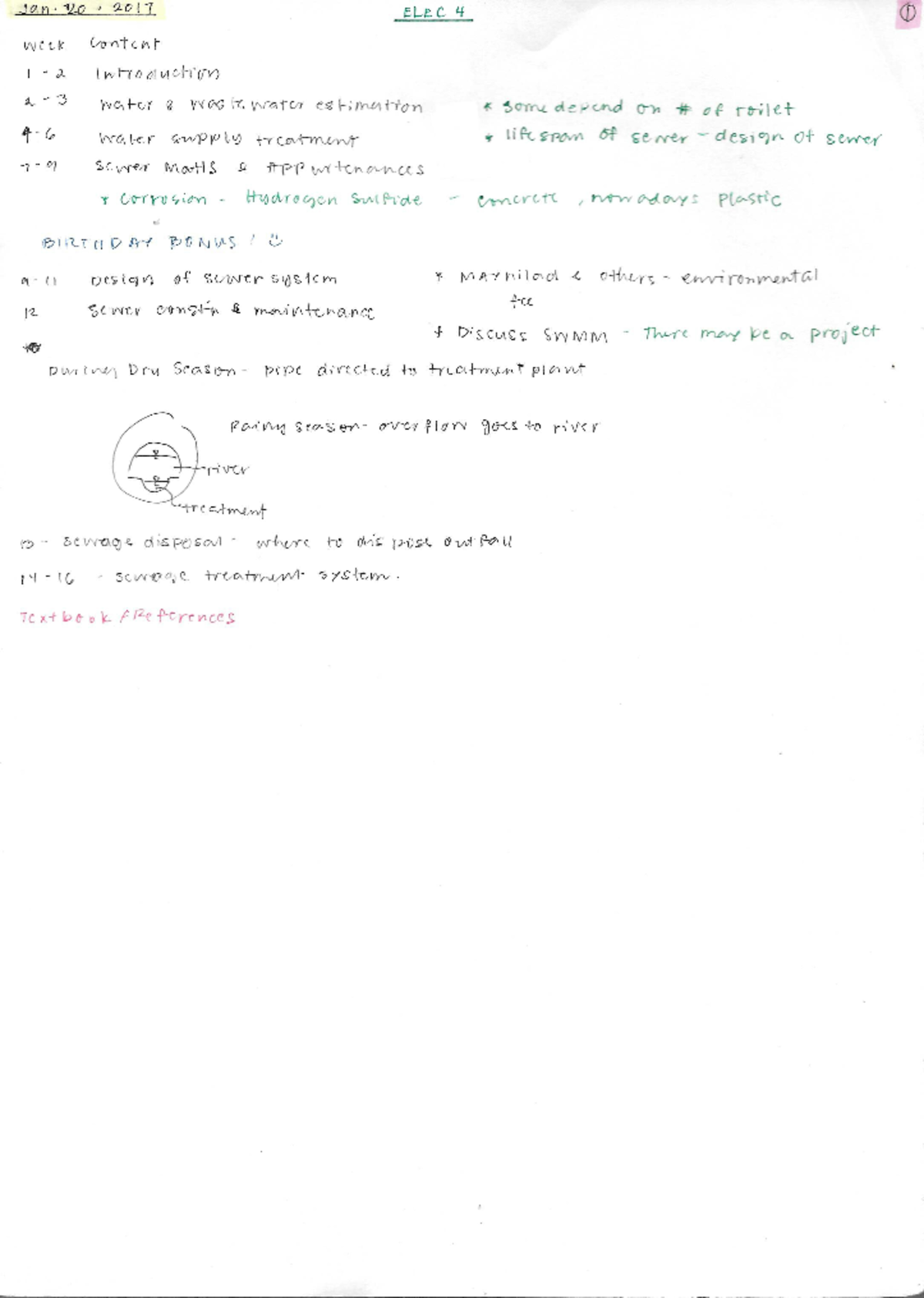 ELEC4 (Water & Wastewater) [Notes] - Civil Engineering - Studocu
