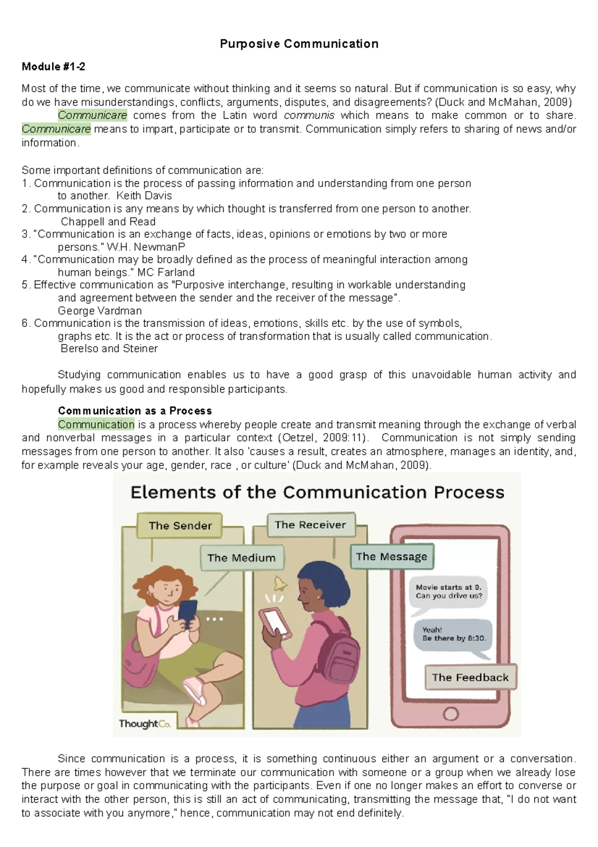 Purposive Communication M Odule 1 6 Notes Purposive Communication