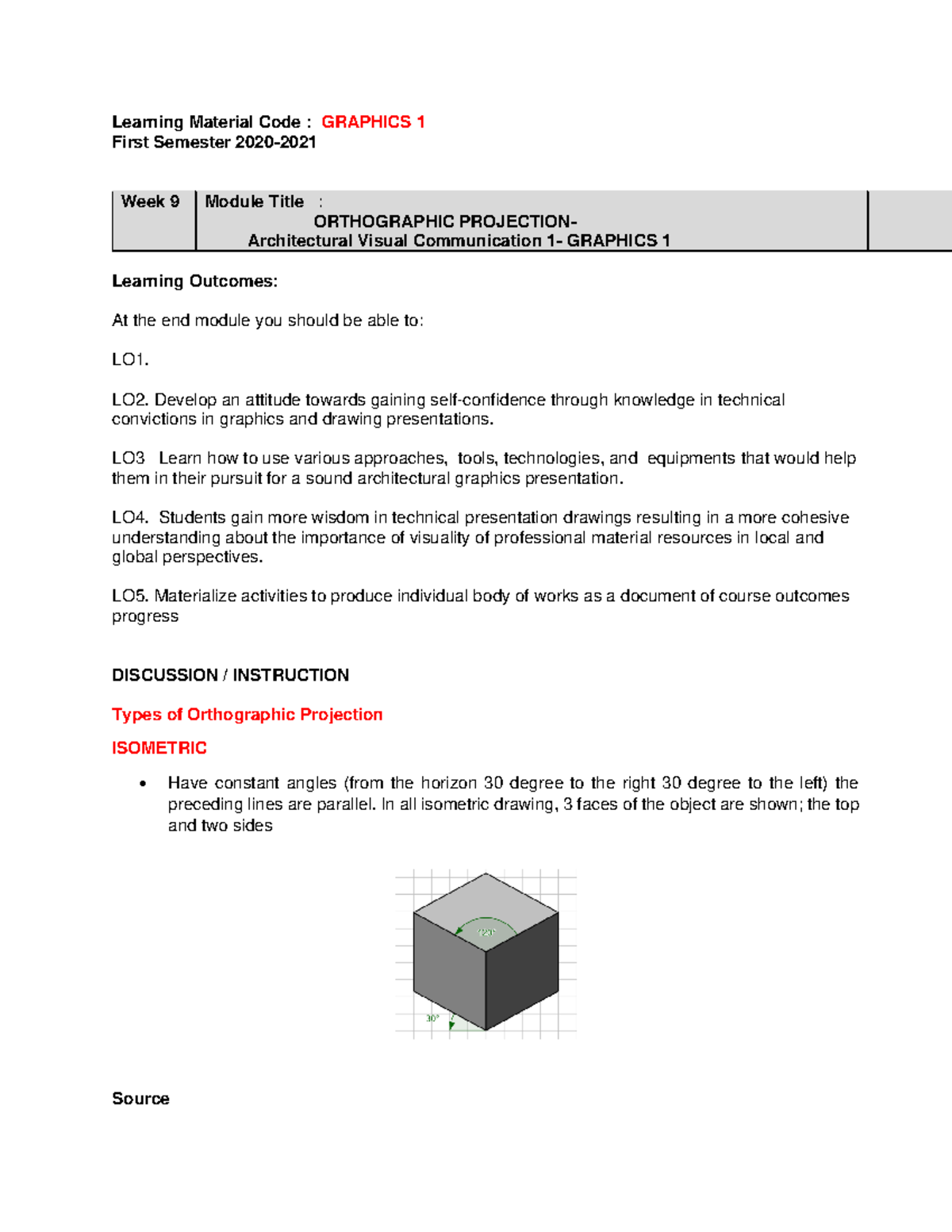 Week 9 graphics 1 - This module discusses the types of orthographic ...