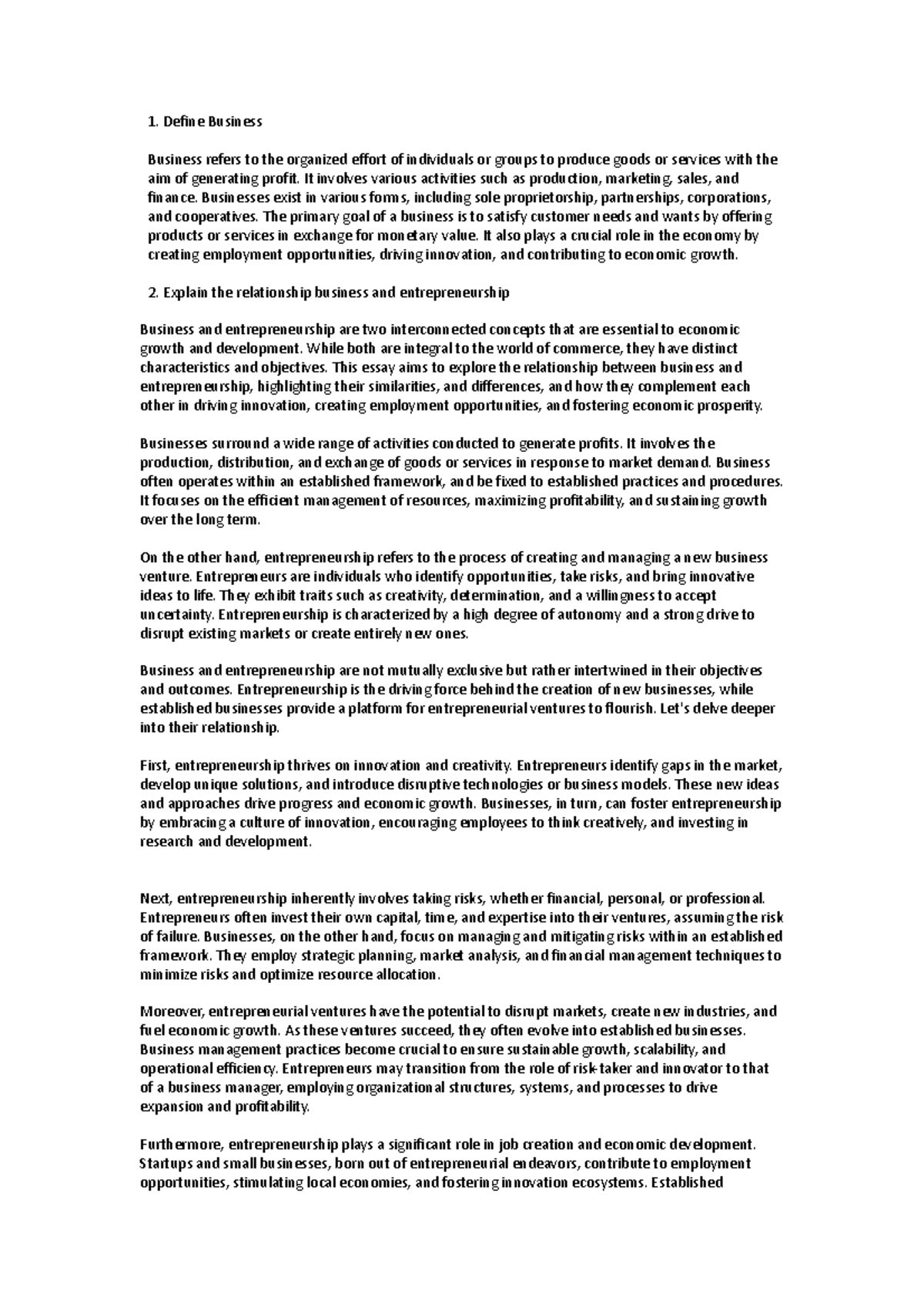 Define Business - will be useful - Define Business Business refers to ...