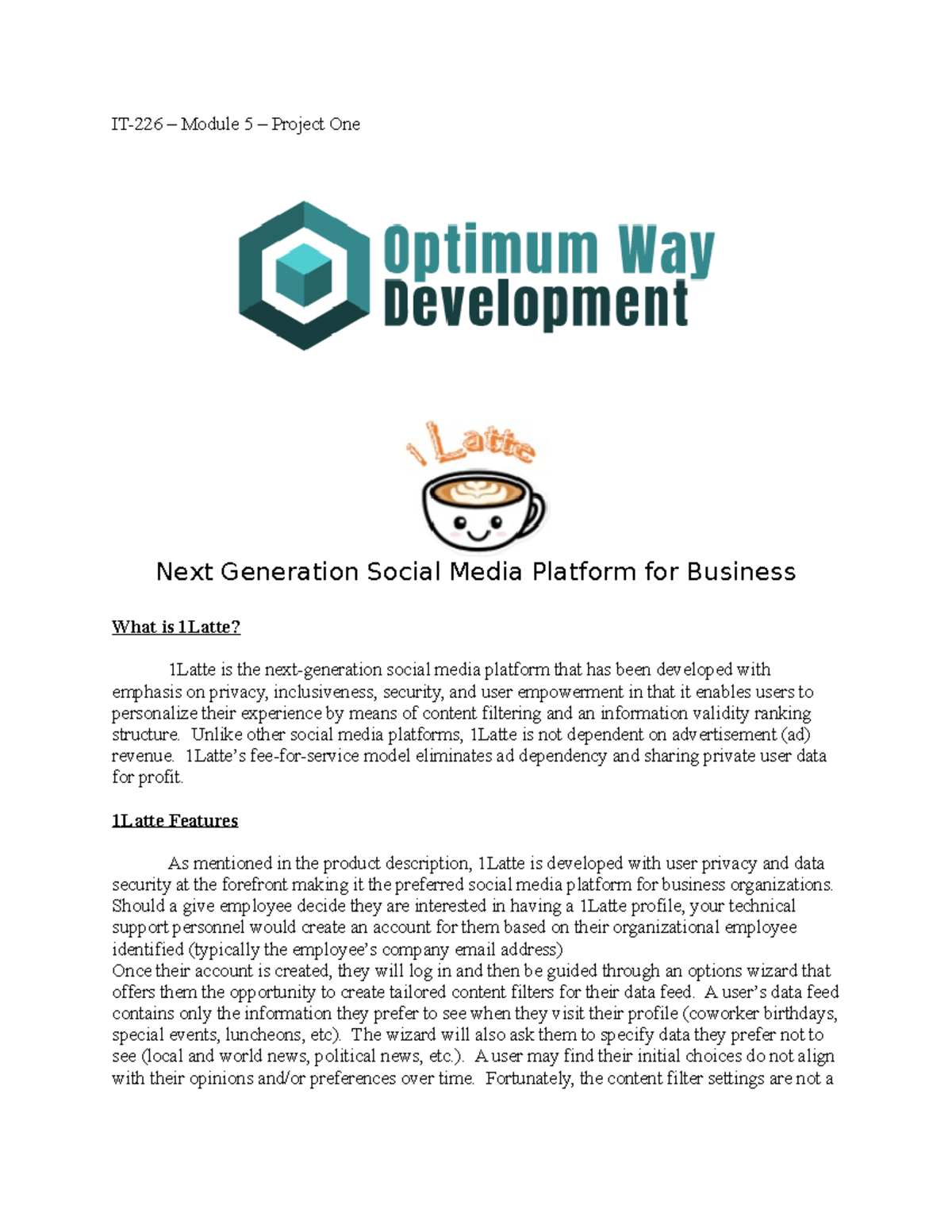 Project 1 - IT-226 - IT-226 – Module 5 – Project One Next Generation ...
