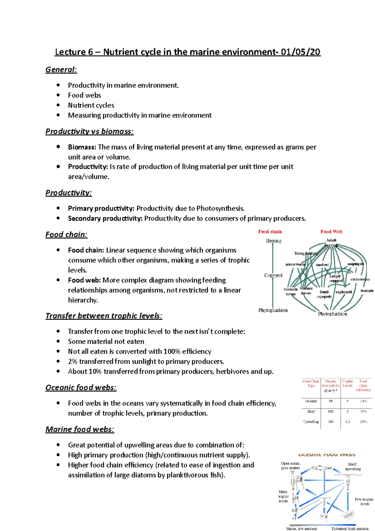 Lecture 6 Nutrient Cycle Lecture 6 Nutrient Cycle In The Marine