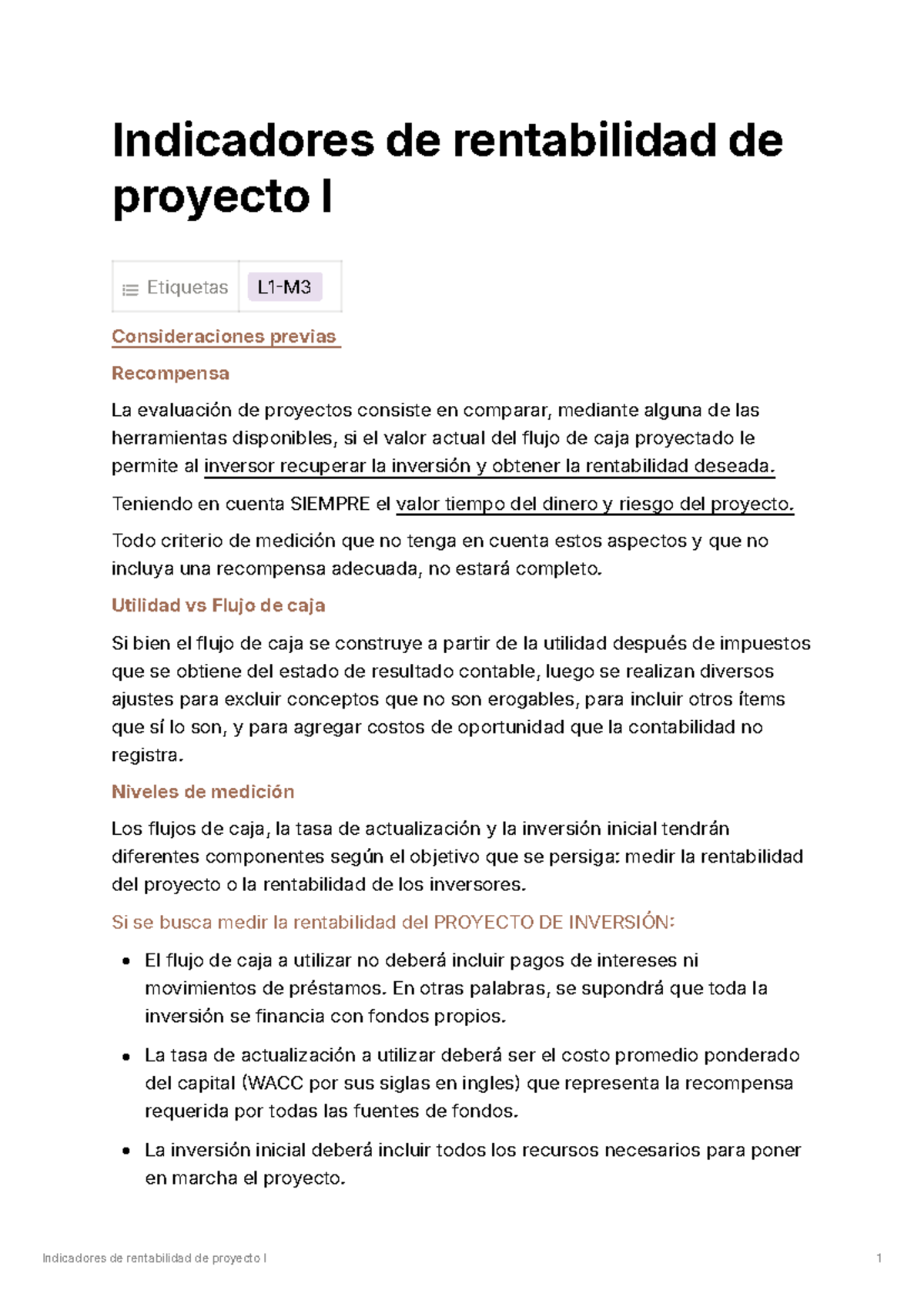 3-1-Indicadores de rentabilidad de proyecto I - Indicadores de rentabilidad de proyecto I ...