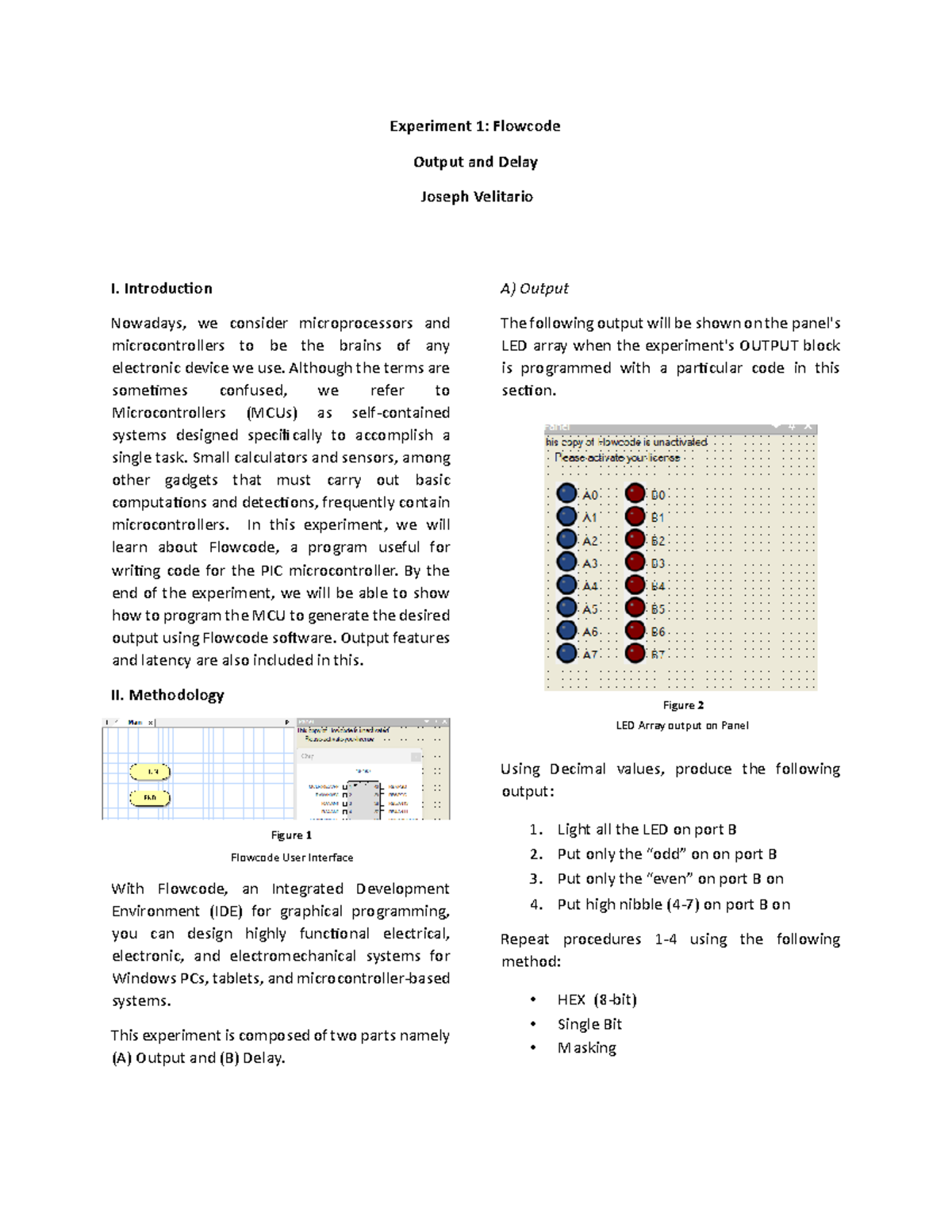 Experiment 1 CPE103 L Velitario - Experiment 1: Flowcode Output and ...